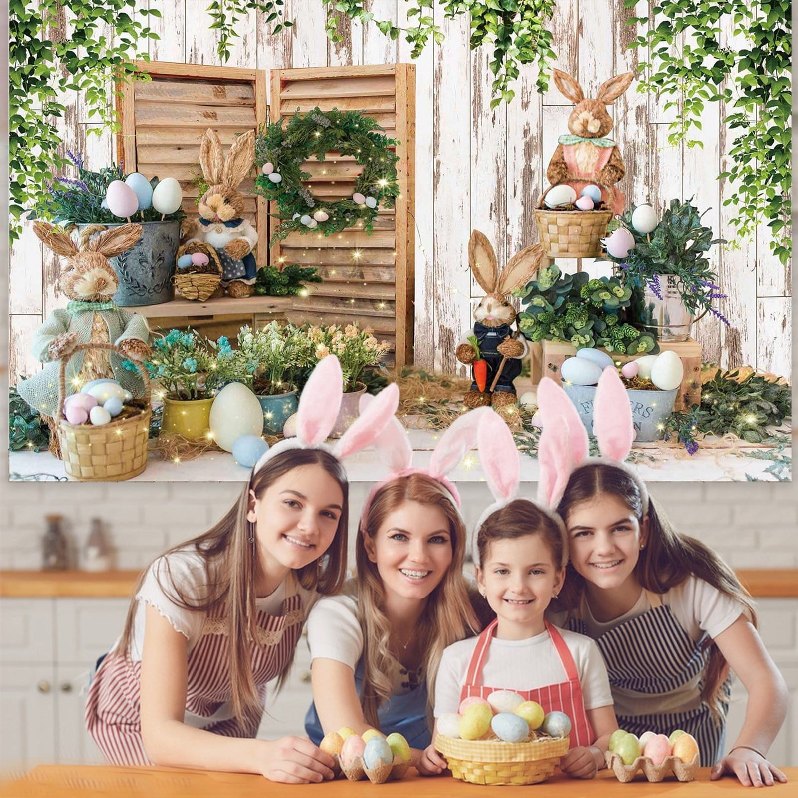Aodebiao Easter Bunny Banner Easter Indoor/Outdoor Wall Yard Fence ...
