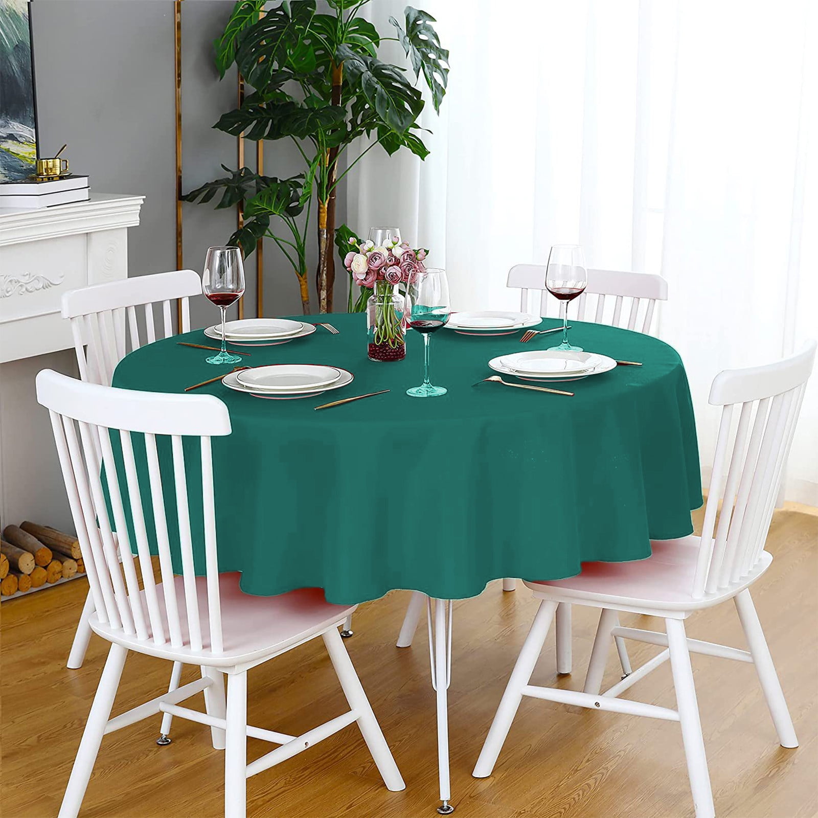 Aodebiao Elegant Round Tablecloth Wrinkle-Resistant Polyester Fabric ...
