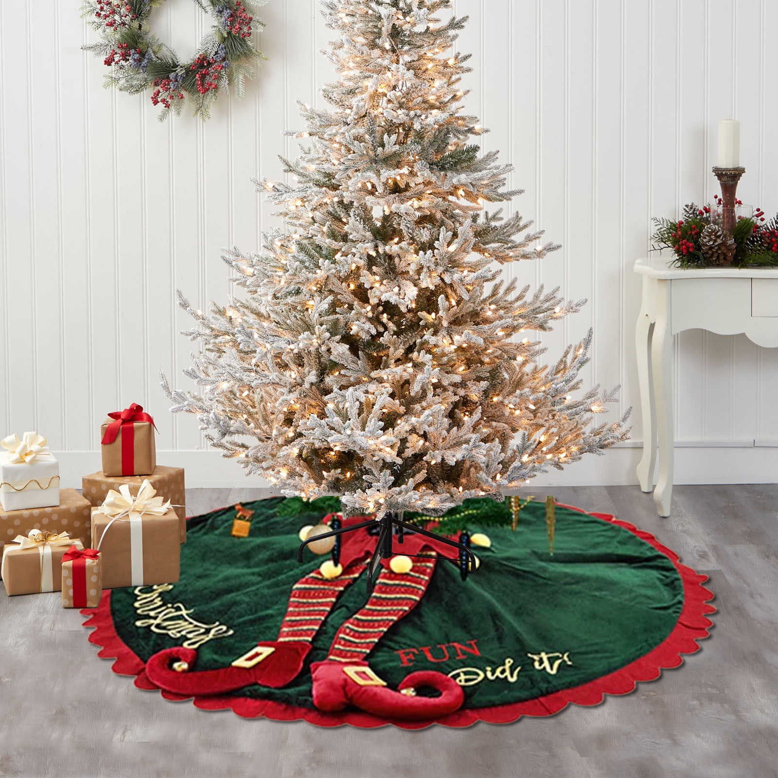 Aodebiao Festive Christmas Tree Skirt Soft Durable Fabric Holiday Decor ...