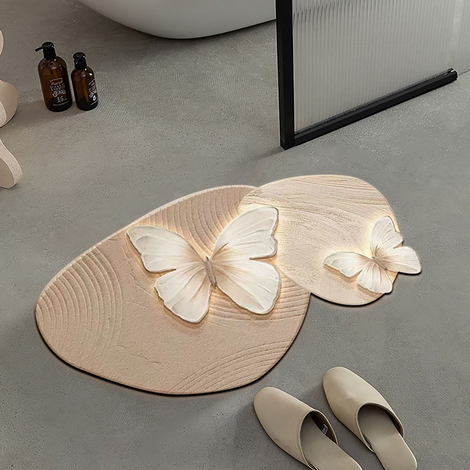 Aodebiao Flower Butterfly Bath Mat Floral Watercolor Butterflies ...