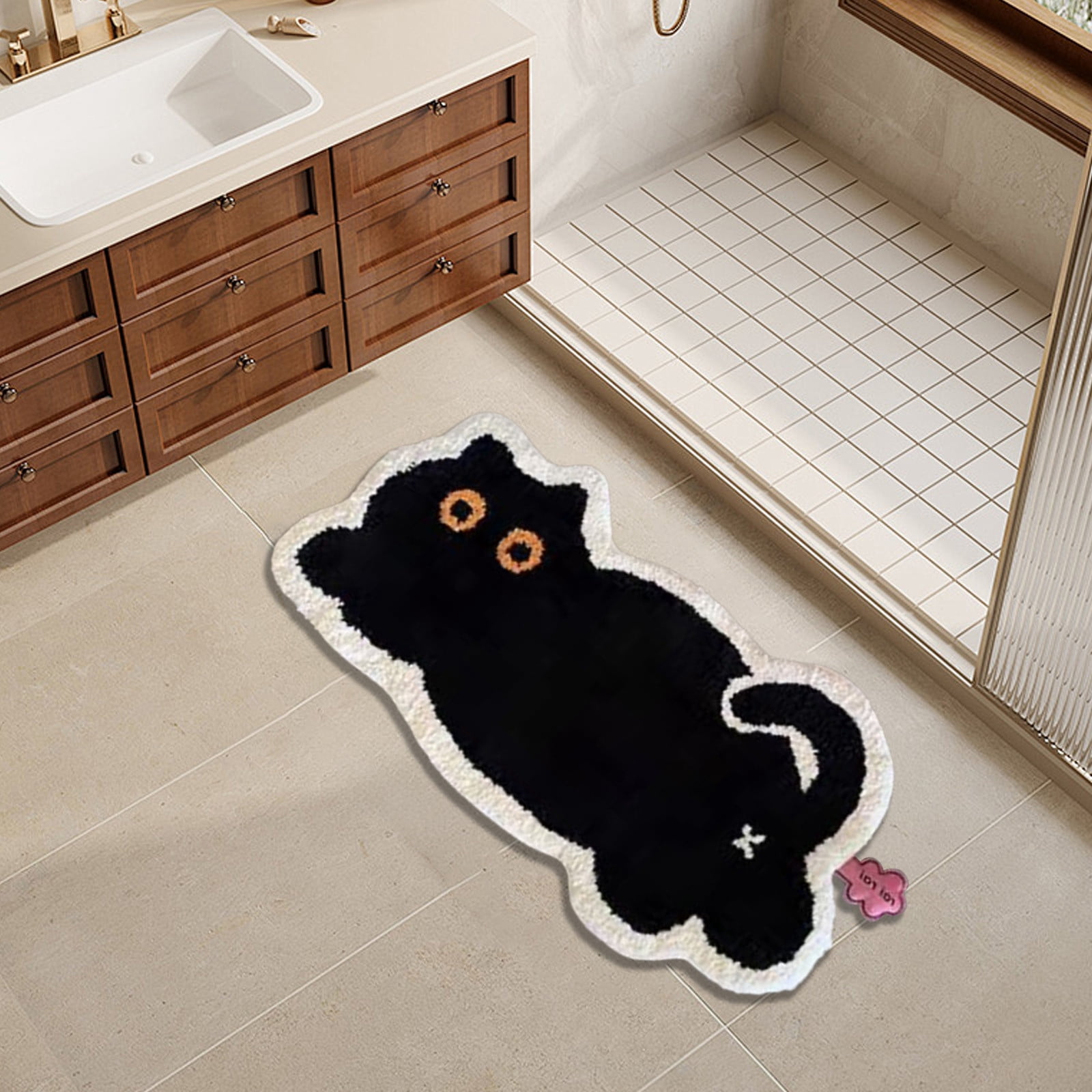Aodebiao Funny Bathroom Rugs Cute Little cat shape Washable Accent Home ...