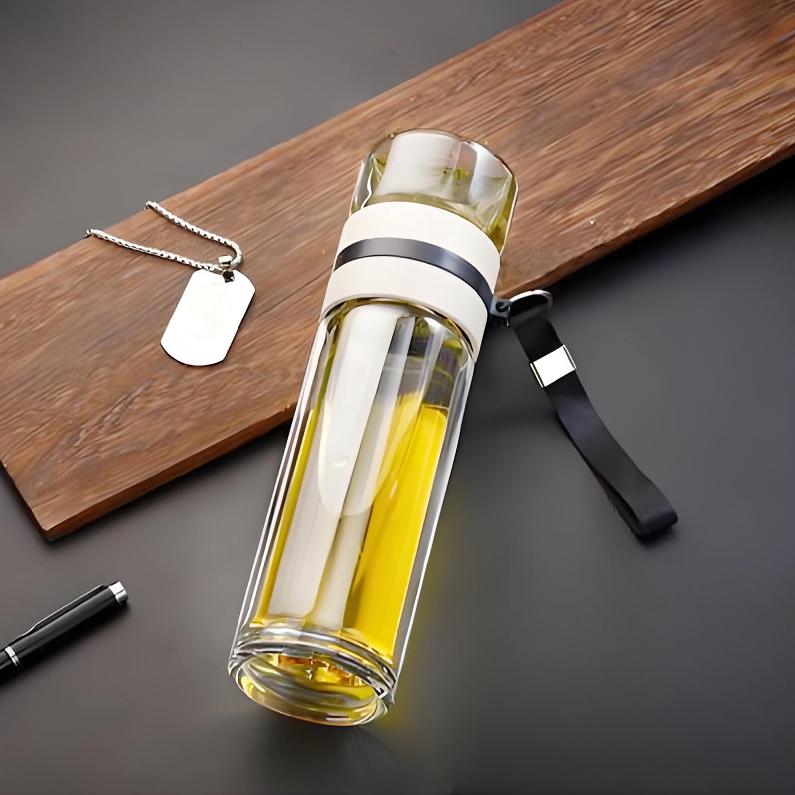 Aodebiao Glass Tea Infuser Bottle Tea Flood Cup 450ml, Double Wall ...