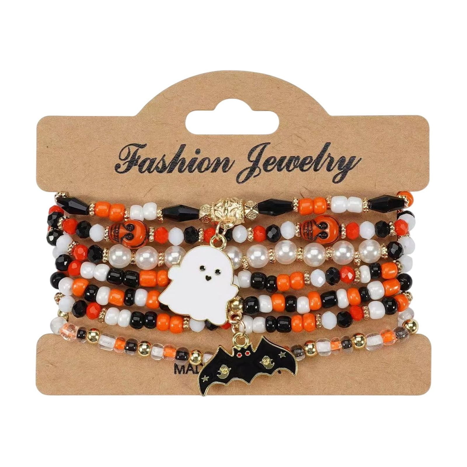 Aodebiao Halloween Stretch Bracelets Set Spooky Stackable Beaded ...