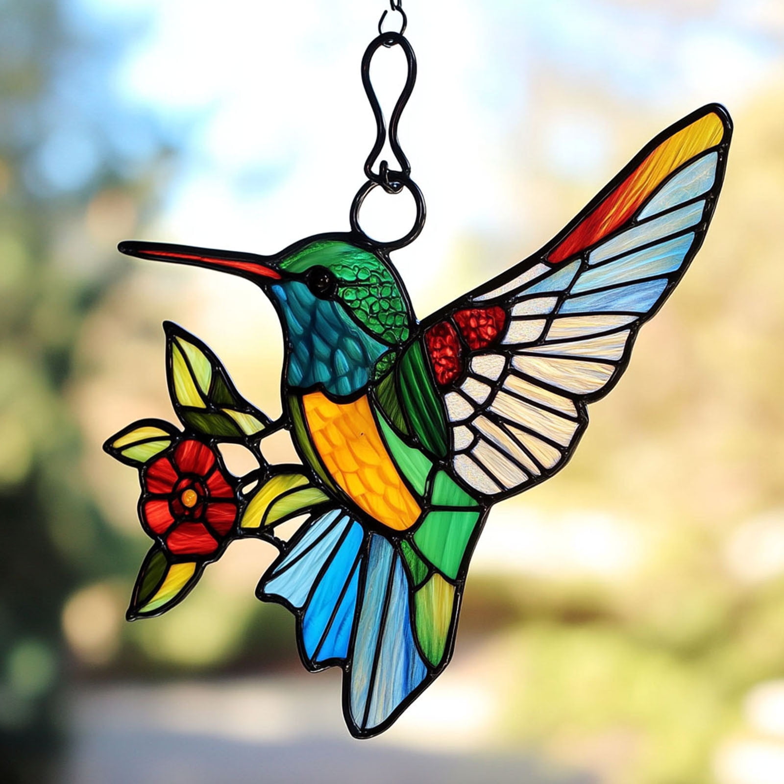 Aodebiao Handmade Hummingbird Suncatcher,Bird Stained Glass Window ...