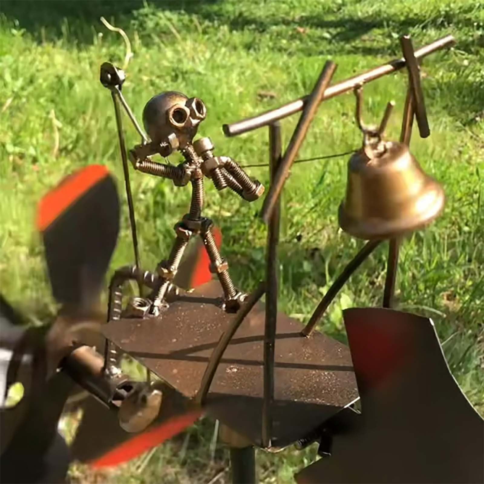 Aodebiao Handmade Metal Drummer Windmill, Percussionist Music Figurines ...