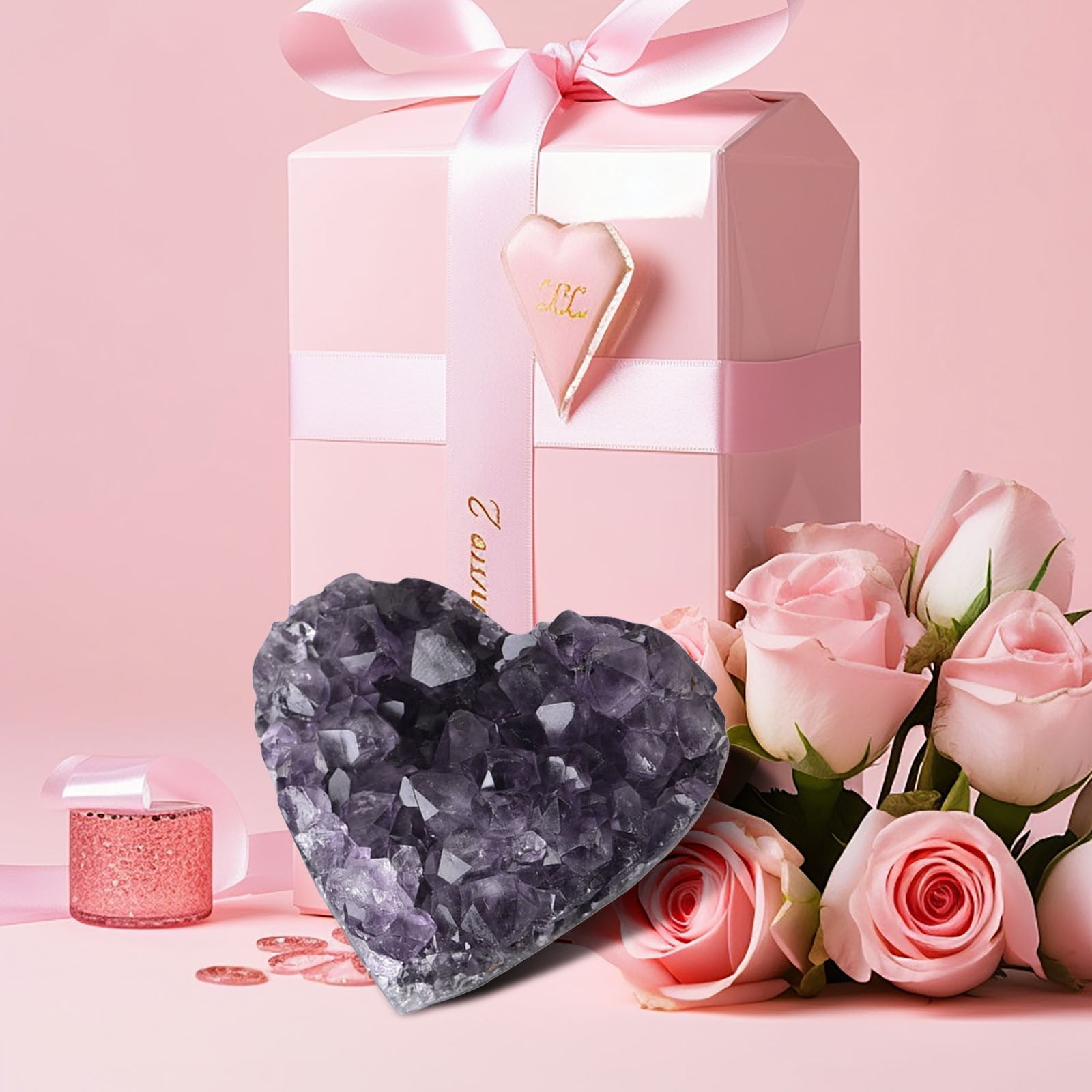 Aodebiao Heart Amethyst Cluster Natural Amethyst Crystal Rocks Heart ...