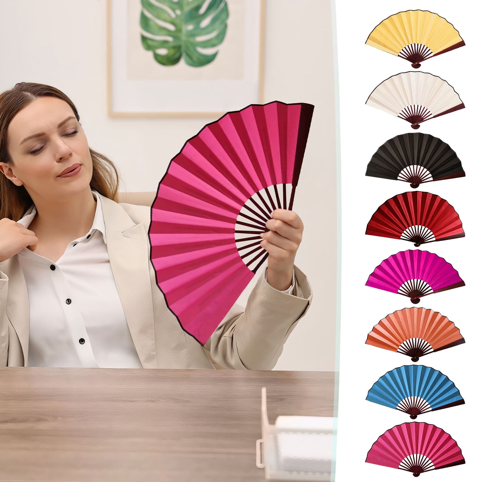 Aodebiao Imitated Silk Hand Fan Imitated Silk Fabric Bamboo Handheld ...