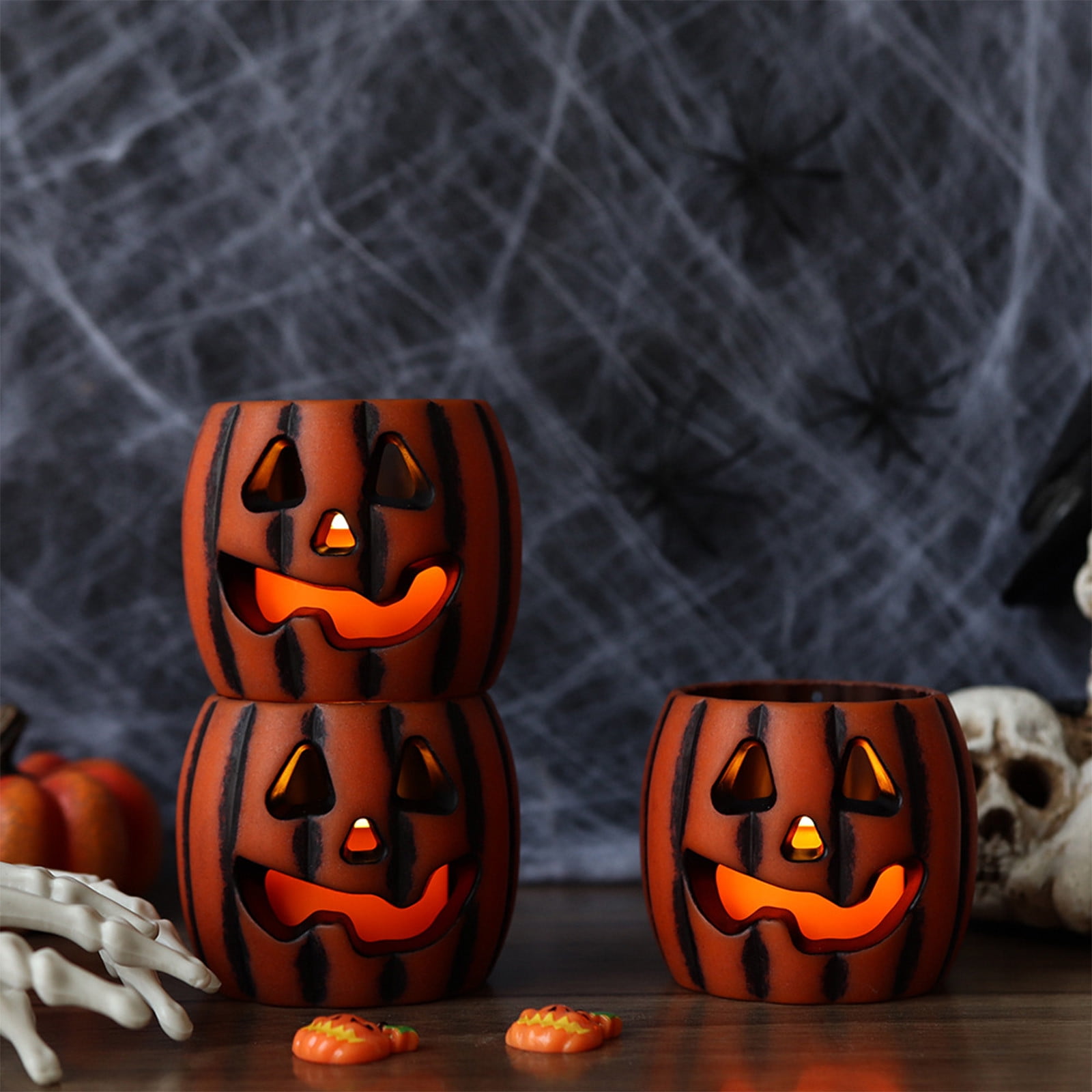 Aodebiao LED Pumpkin Light Halloween Decorations Flickering Electronic ...