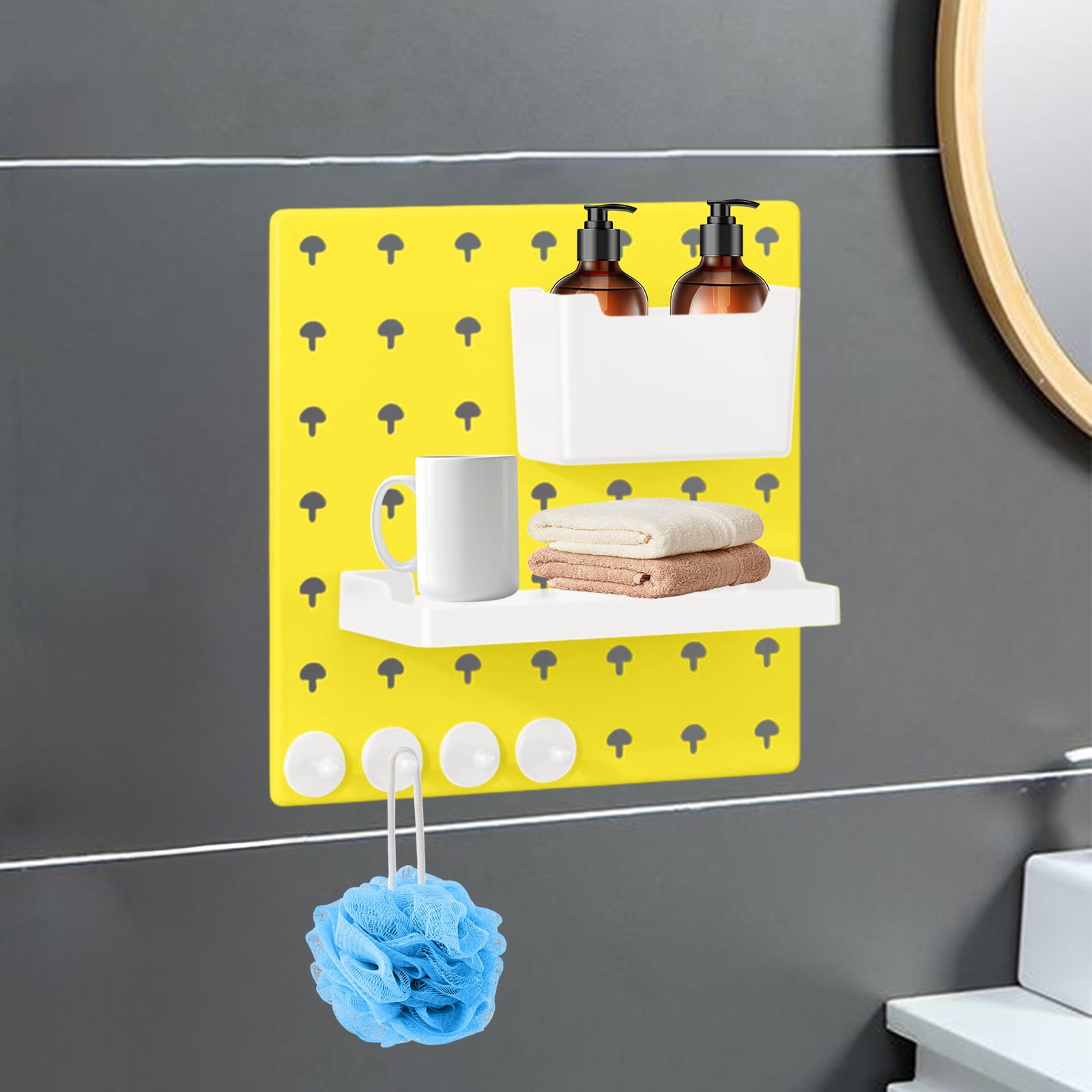 Aodebiao No-Drill Plastic Pegboard Organizer - 11x11 Inch Wall-Mounted Modular Panel for Kitchen ...