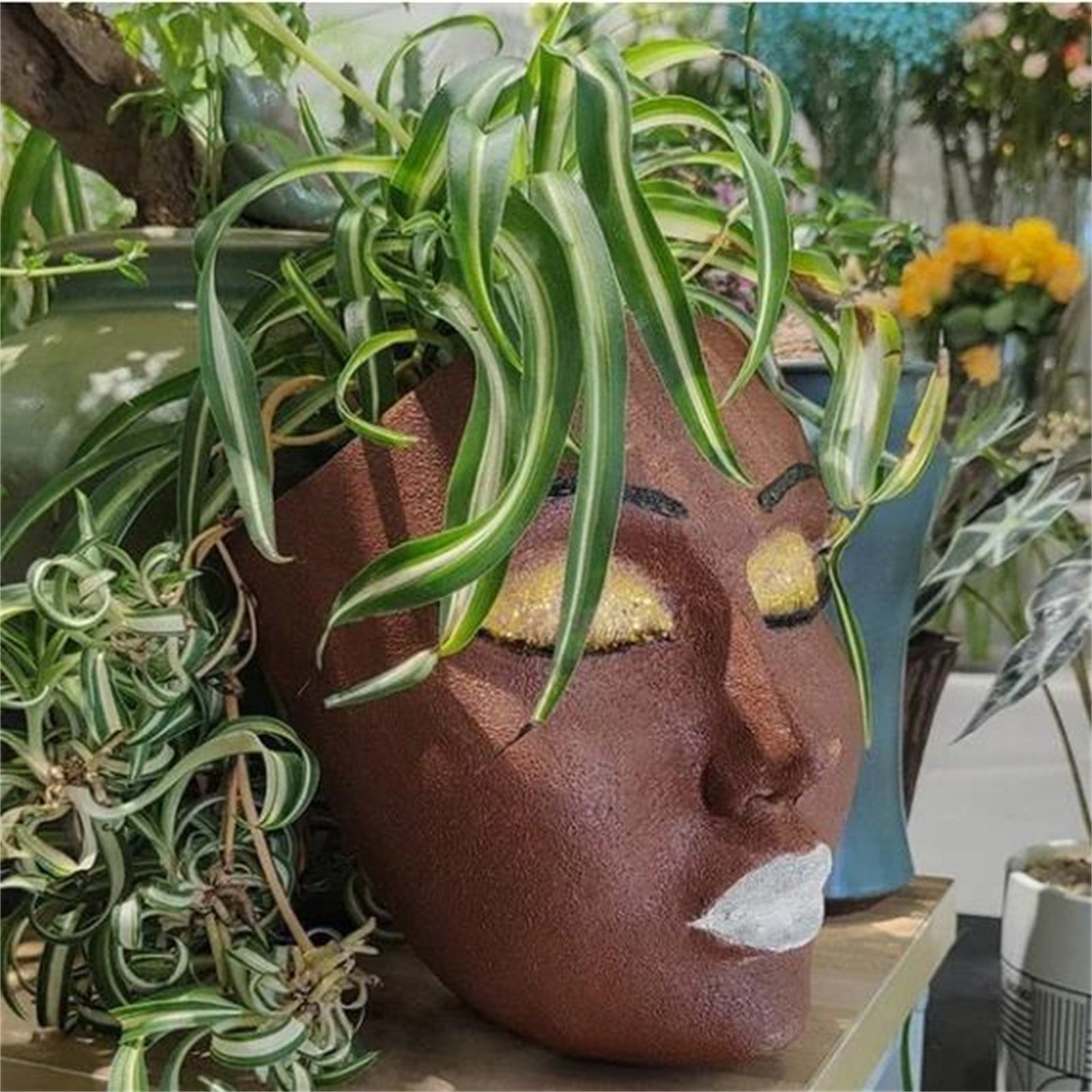 Aodebiao Resin Face Planter Wall Art - Outdoor Garden Wall Hanging ...
