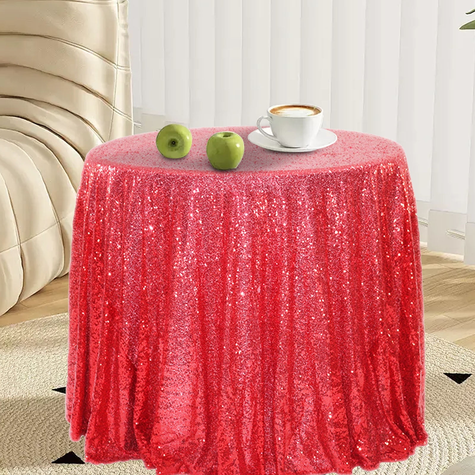 Aodebiao Round Sequin Tablecloth-47 Sparkly Gold Sequin Tablecloth ...