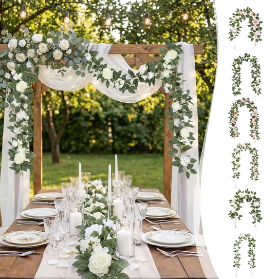 Aodebiao Simulation Rose Leaves Rattan Arch Artificial Flower Vines ...