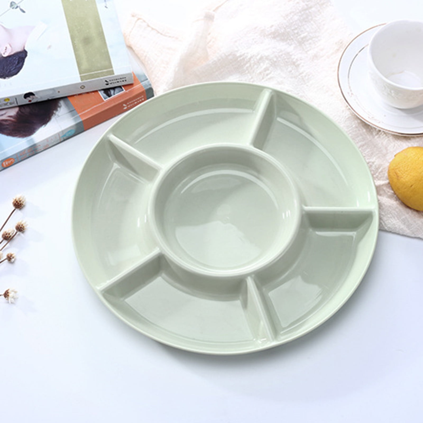 Aodebiao Snack Serving Tray with Lid, Plastic Divided Appetizer Tray 6 ...