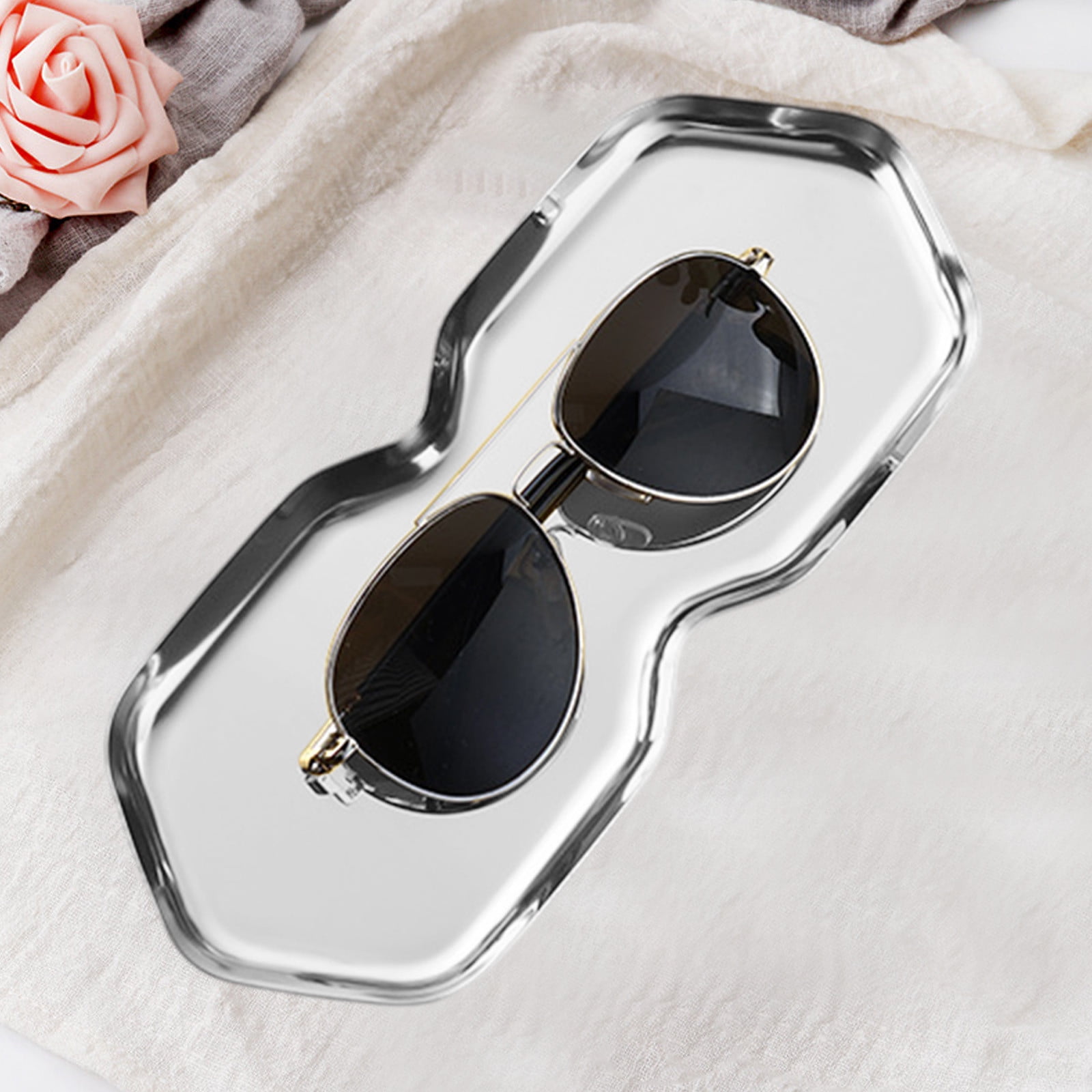 Aodebiao Stainless Steel Decorative Tray, Jewelry Dish Cosmetics ...