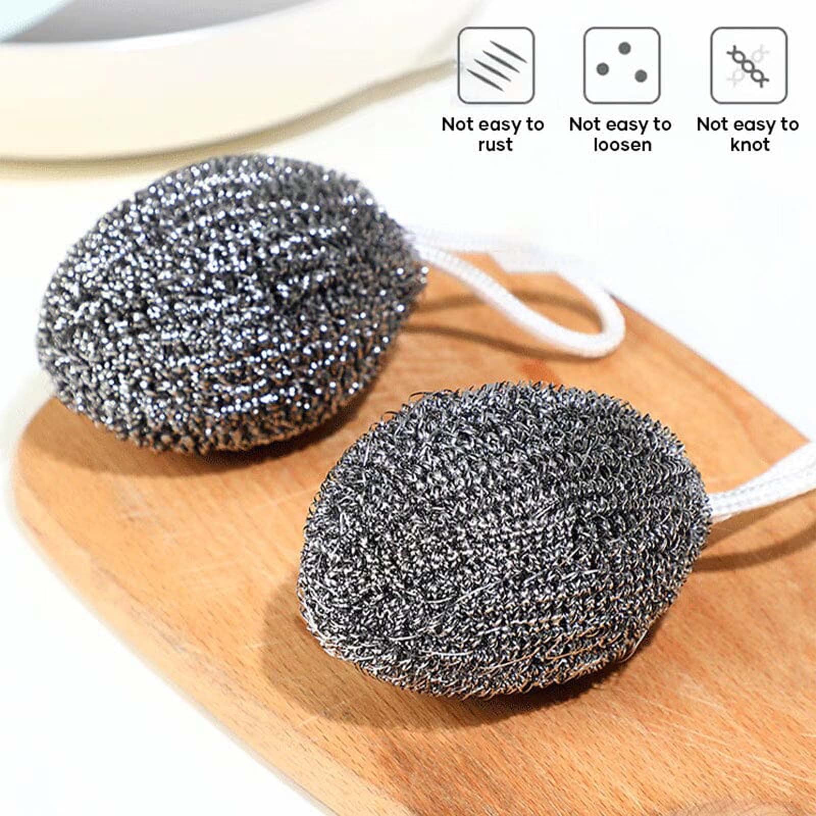 Aodebiao Stainless Steel Sponges Scrubbers Cleaning Ball Utensil ...