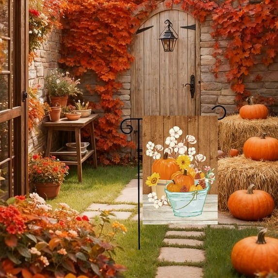 Aodebiao Thanksgiving Garden Flag Outdoor Decor Polyester Reversible ...