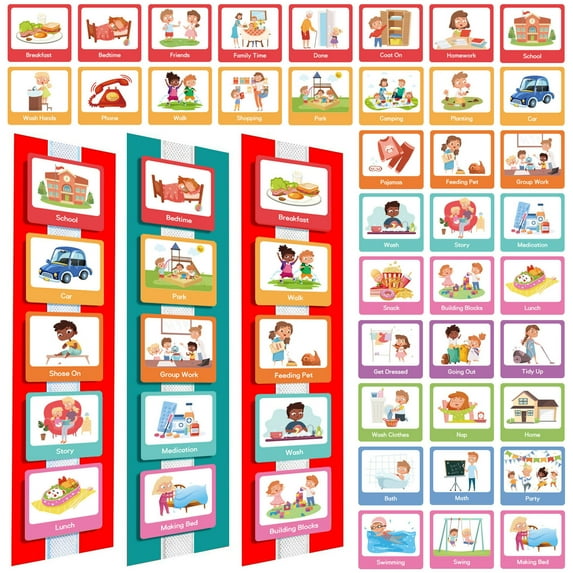 Aodebiao Visual Schedule Cards - Nonverbal Communication Aid with Daily ...