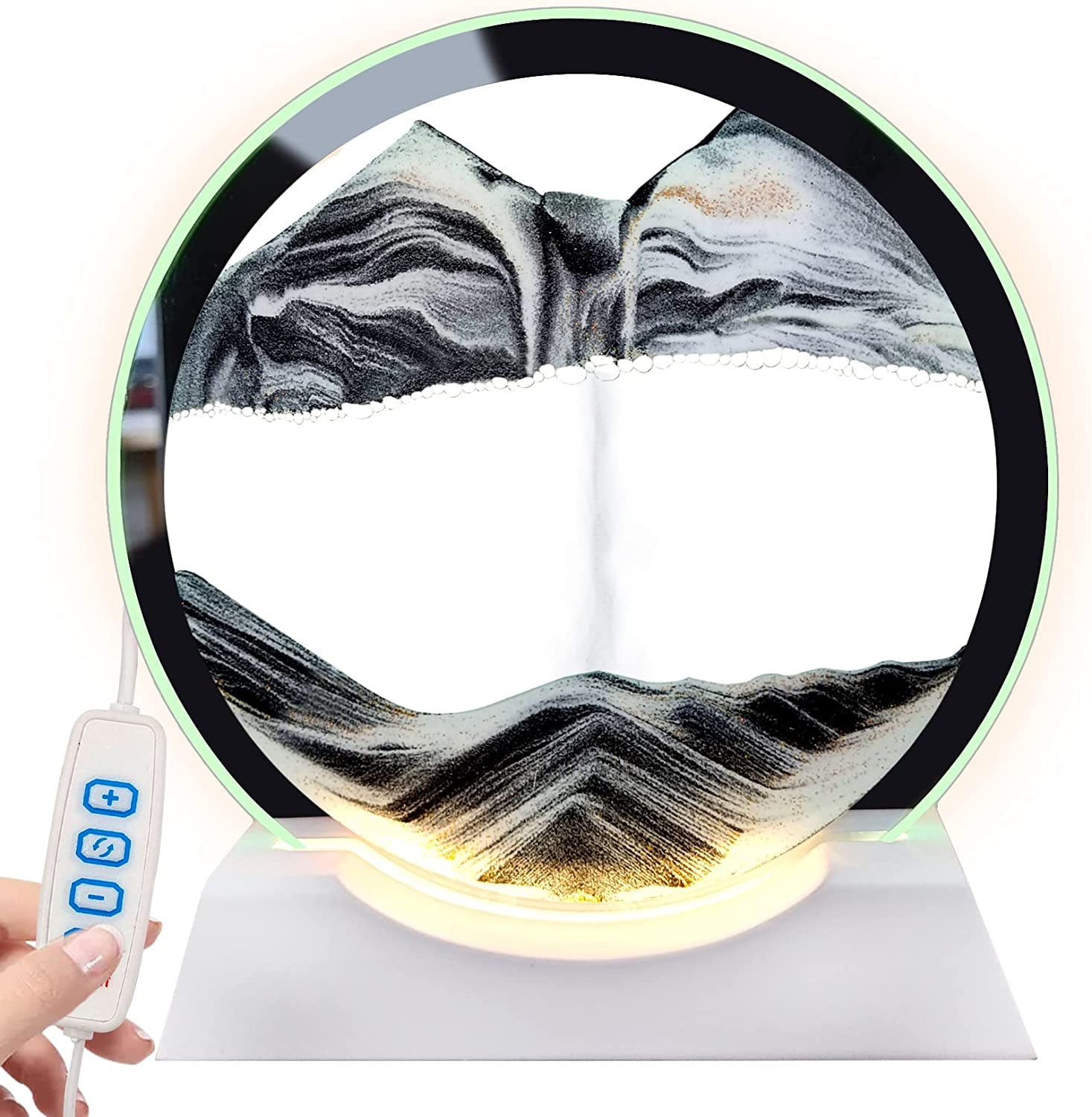 Aoderun Moving Sand Art Lamp with White Wooden Frame 3D Color Quicksand ...