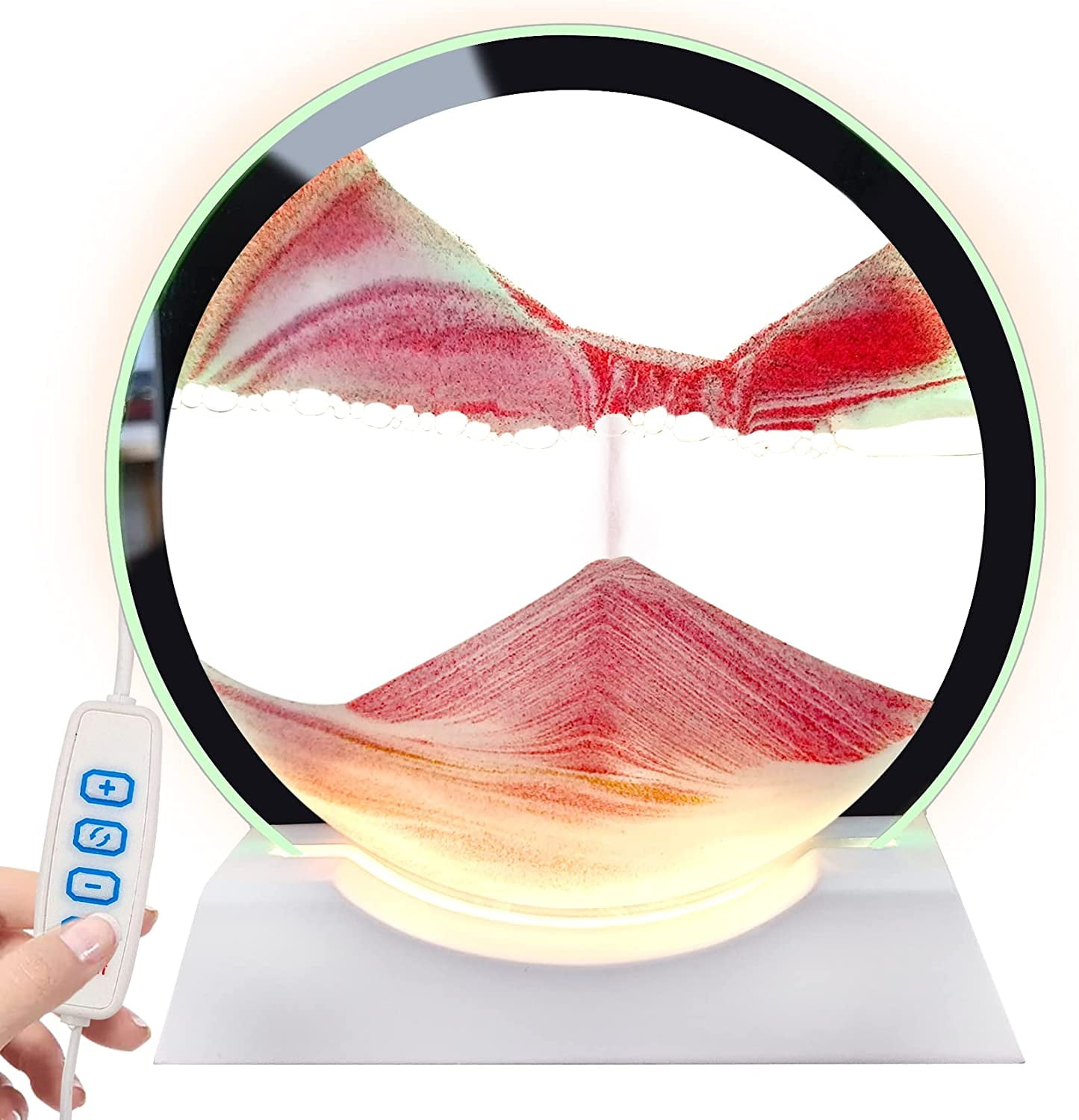 Aoderun Moving Sand Art Lamp with White Wooden Frame 3D Color Quicksand ...