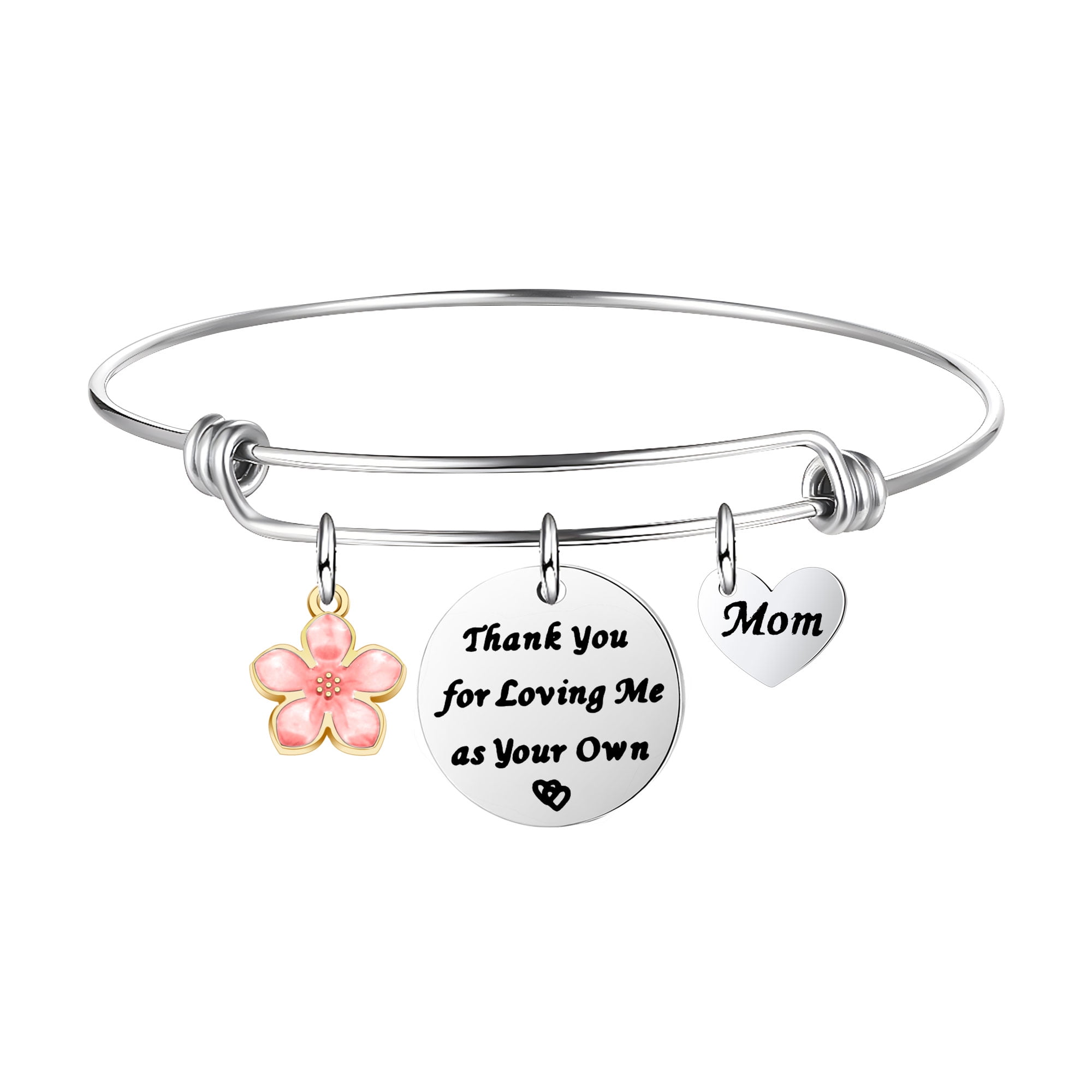 Aoeboz Mother's Day Bracelet Gifts for Women Bonus Mom Engraved Letter ...