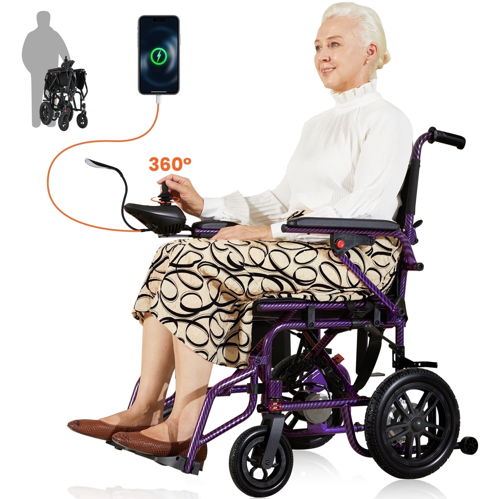 Aoemoe Electric Wheelchair Adults & Seniors – 286 lb Capacity, Dual ...