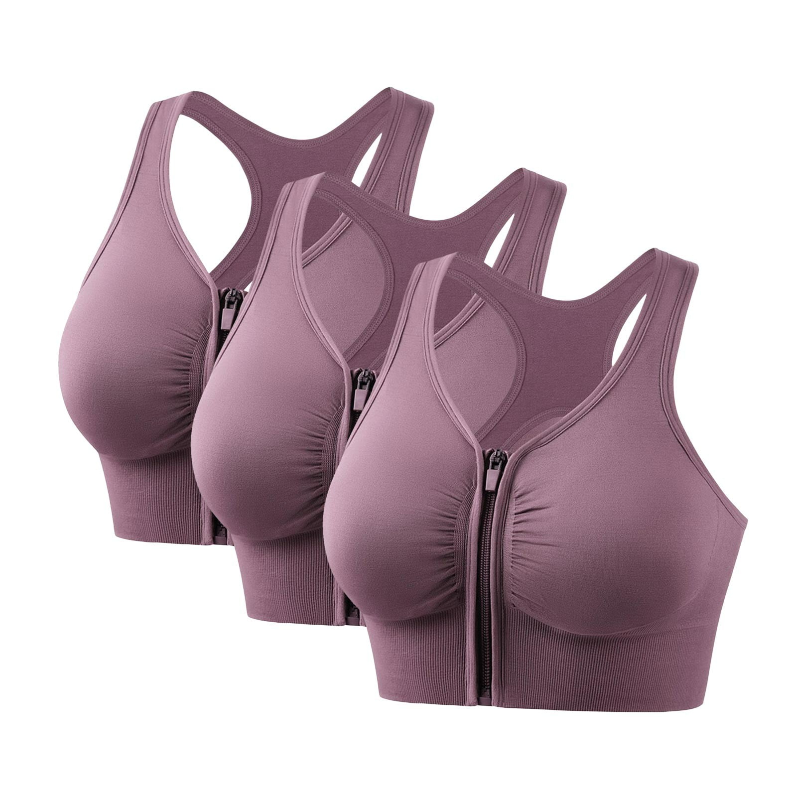 Aofany 3 Pack Sports Bra for Women, Padded Racerback High Impact Bras ...