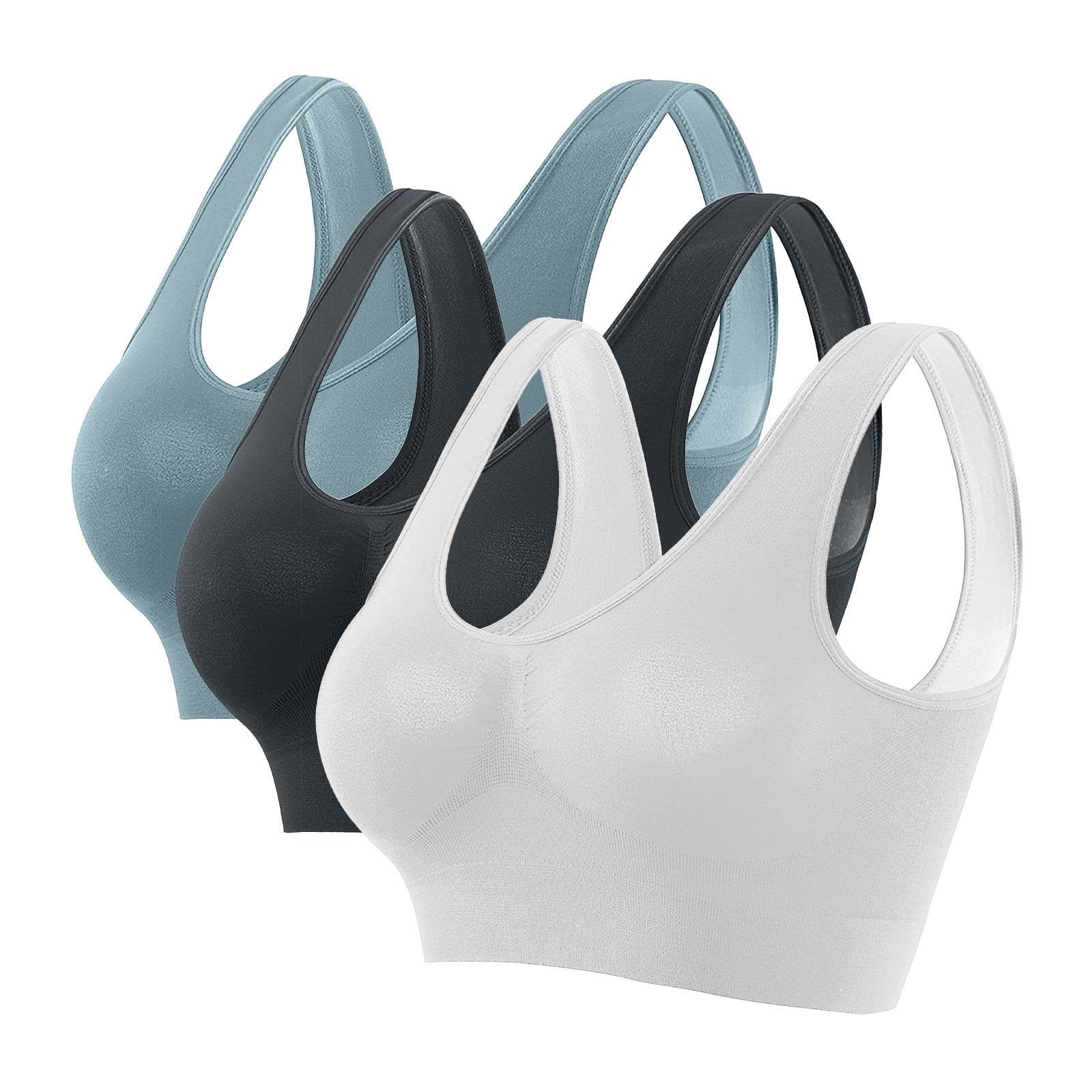 Aofany 3-Pack Women Plus Size Sports Bra Without Wire Free Push Up Bras ...