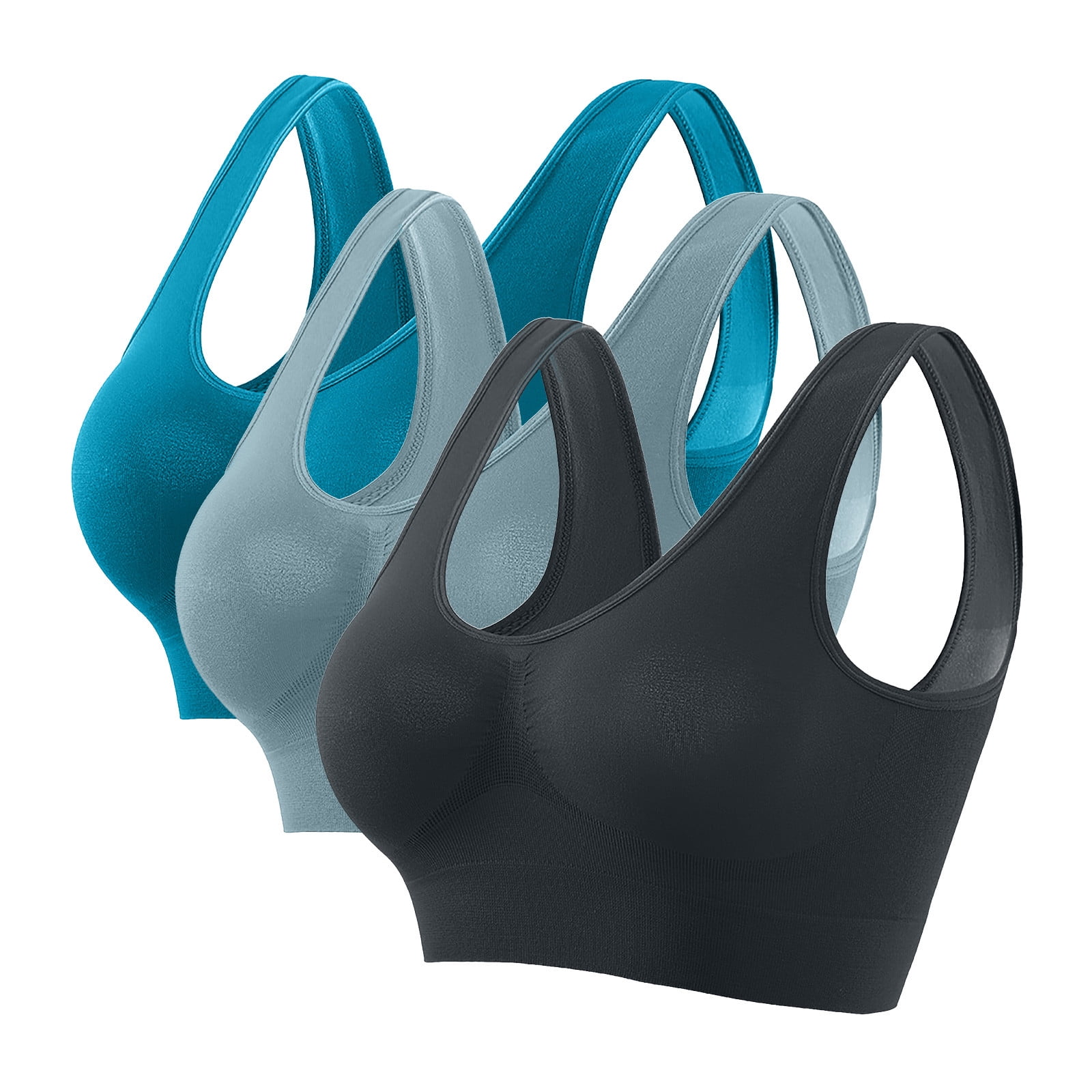 Aofany 3-Pack Women Plus Size Sports Bra Without Wire Free Push Up Bras ...