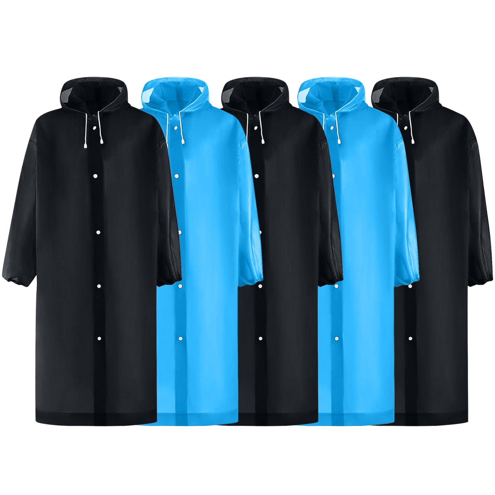 Aofany 5 Pack Raincoats for Adults Reusable, EVA Rain Ponchos ...