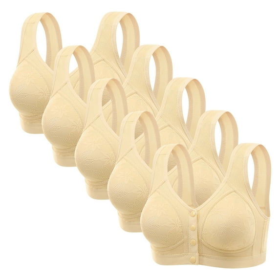 Aofany 5PC Bras for Older Women Front Closure Bras Push Up Bra No ...