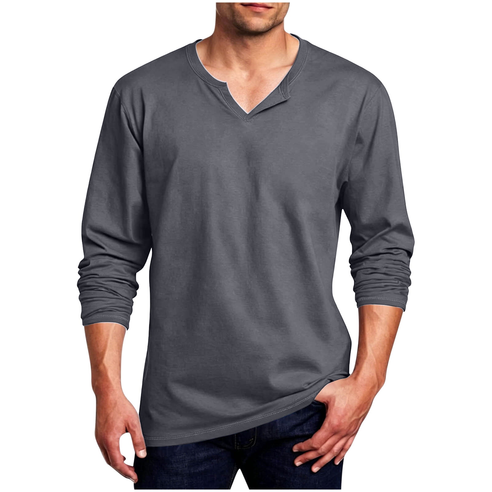 Aofany Big and Tall T Shirts for Men Solid Color Long Sleeve Tee Tops ...