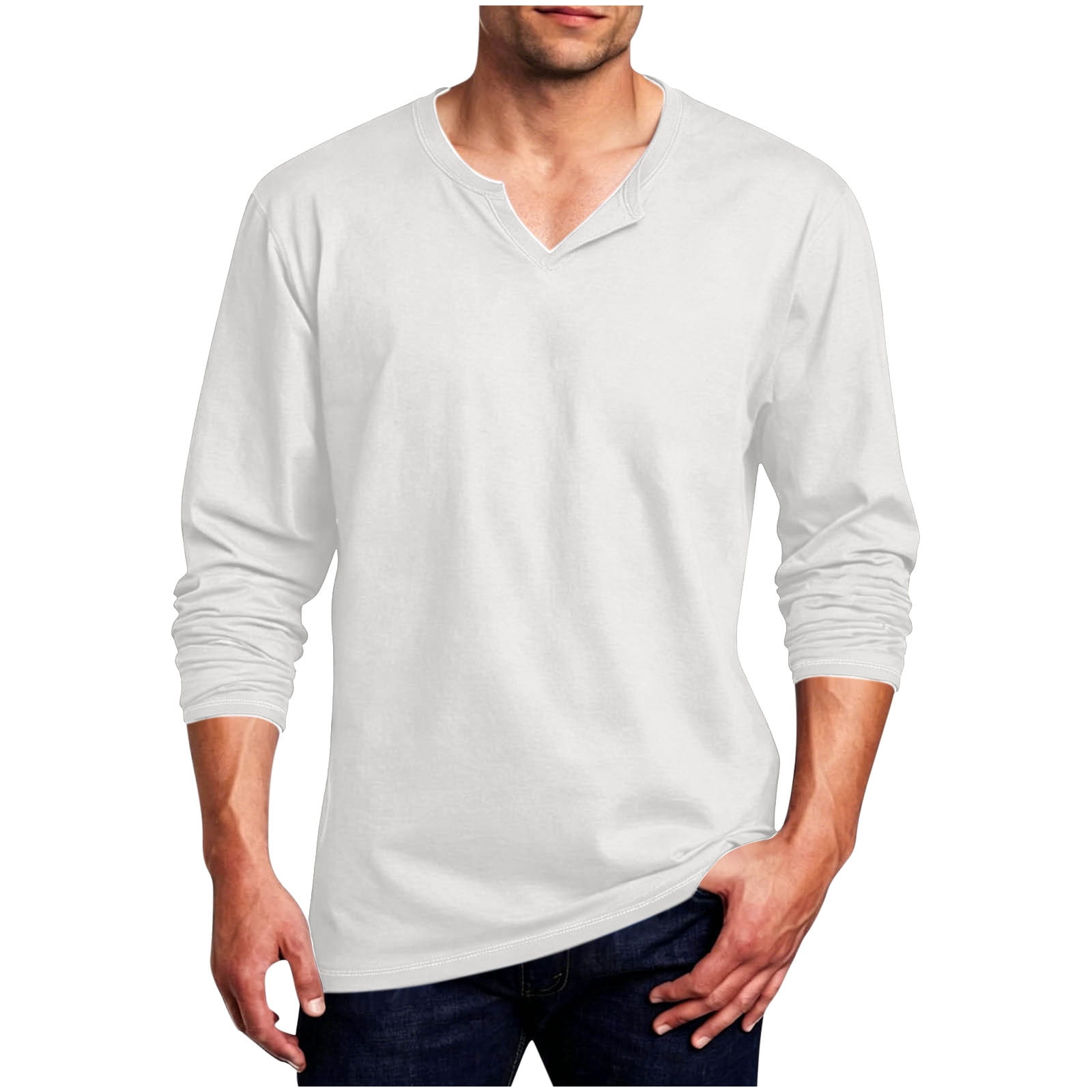 Aofany Big and Tall T Shirts for Men Solid Color Long Sleeve Tee Tops ...