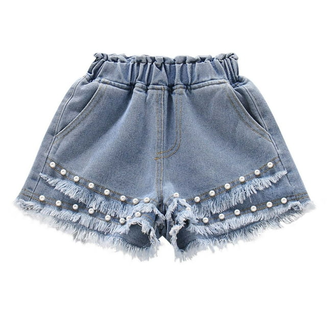 Aofany Children Girls Summer Thin Solid Elastic Waist Jeans Shorts ...