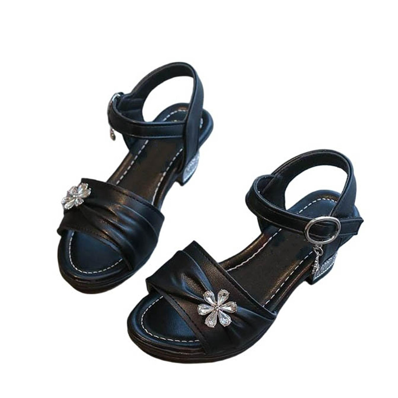 Aofany Children's Pointed Rhinestone Bow Sandals Summer Style High ...