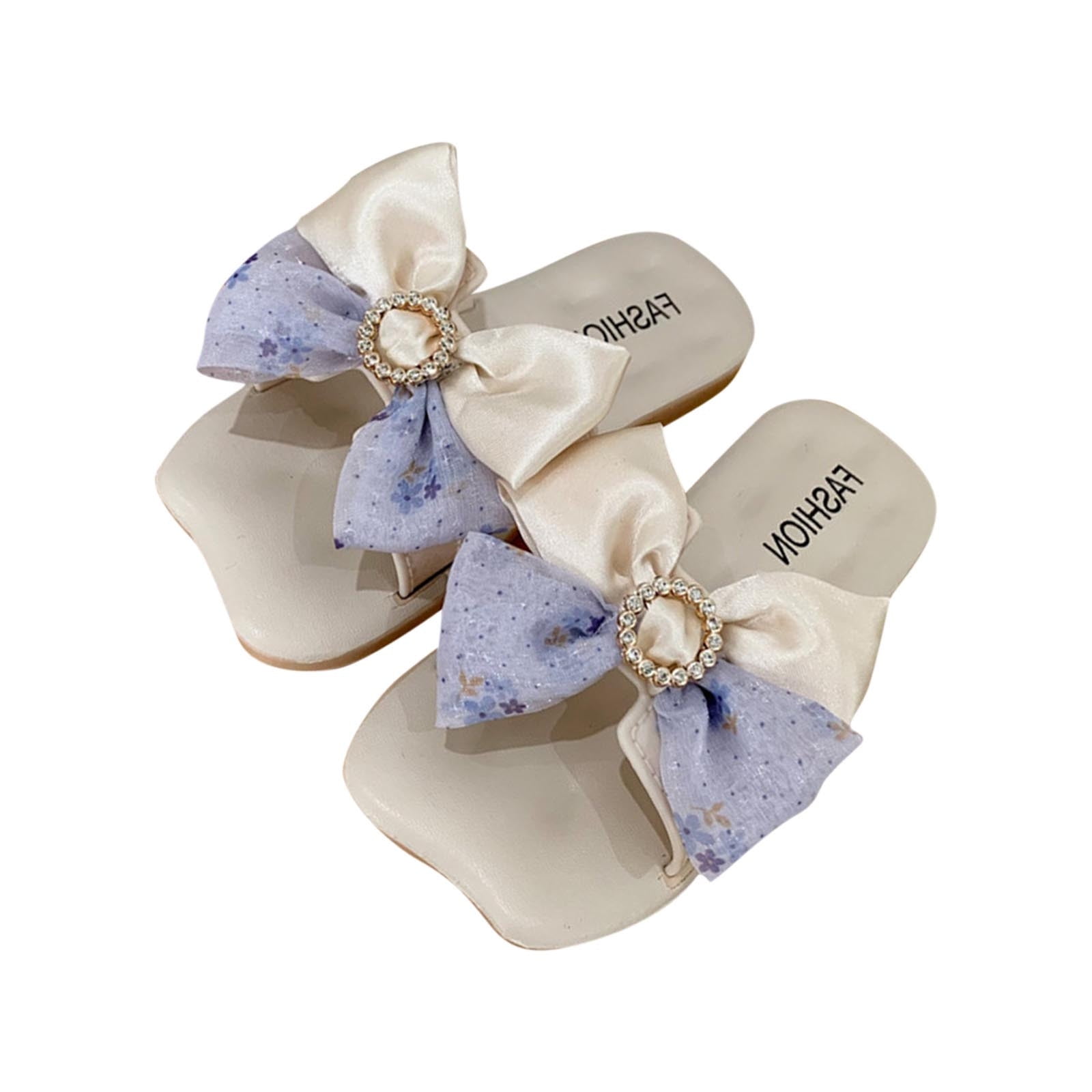 Aofany Children's Summer Pearl Bow Leather Slippers Versatile Indoor ...