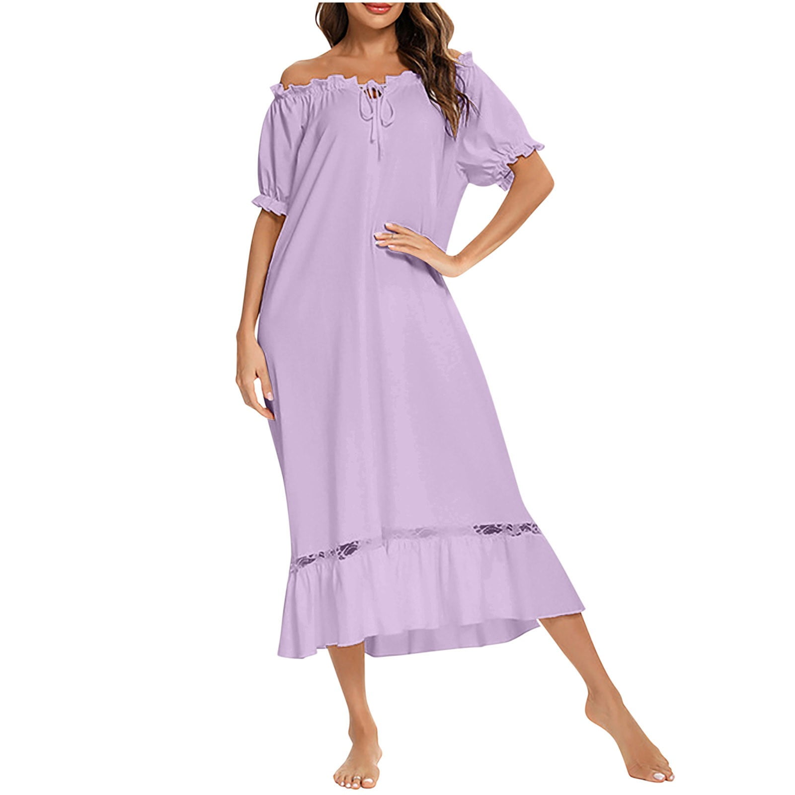 Aofany Clearance Nightgowns for Women Soft Breathable Night Gowns for Women Plus Size Womens ...
