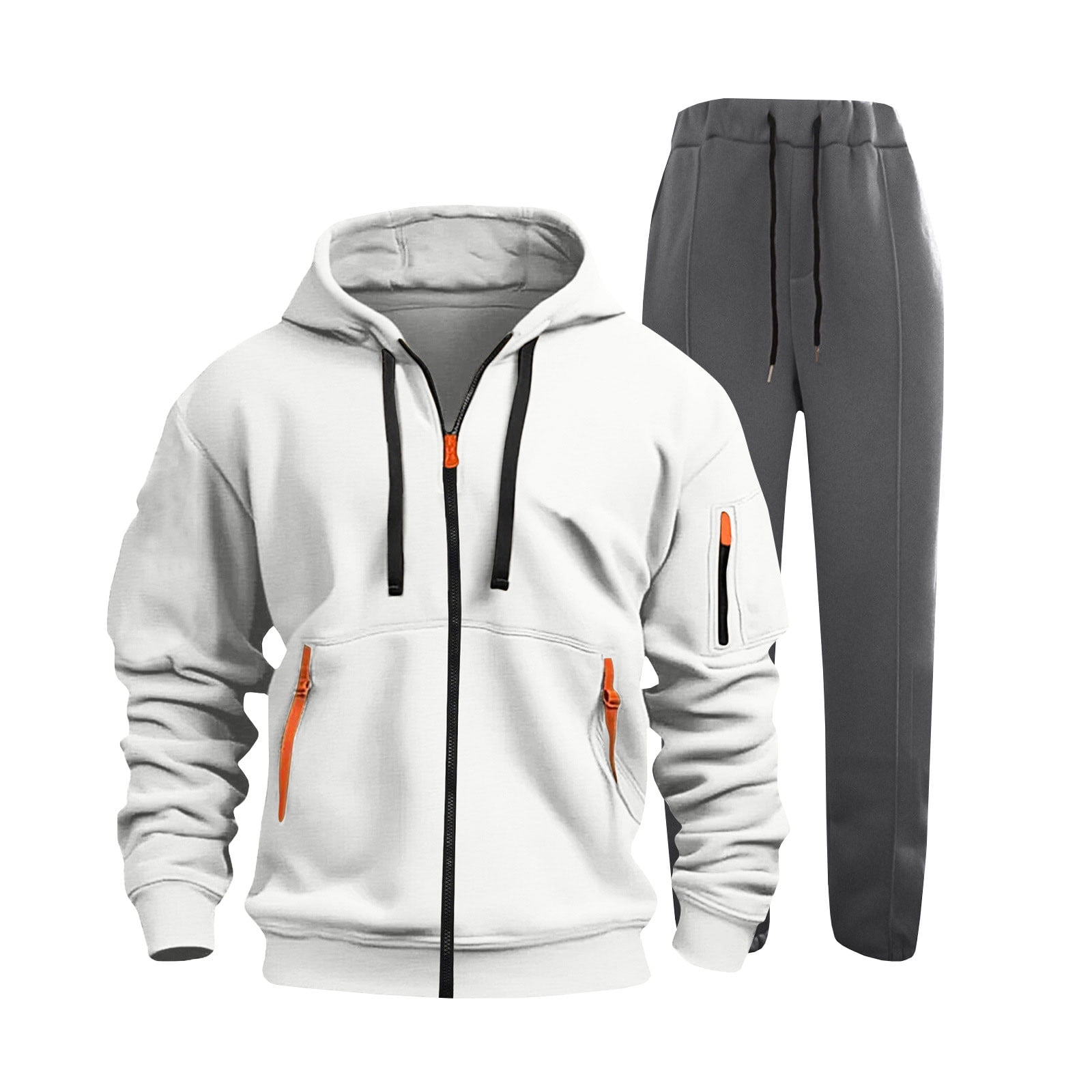 Aofany Fall Winter Sweatsuits For Men Long Sleeve 2 Piece Full Zip ...