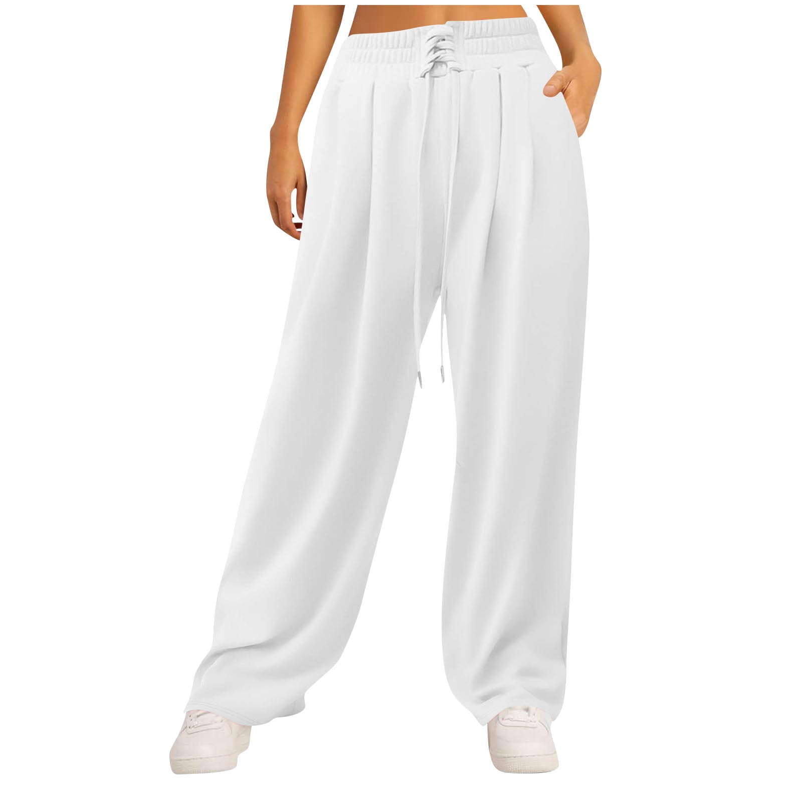 Aofany High Waisted Sweatpants for Women Elastic Wide Leg Drawstring ...