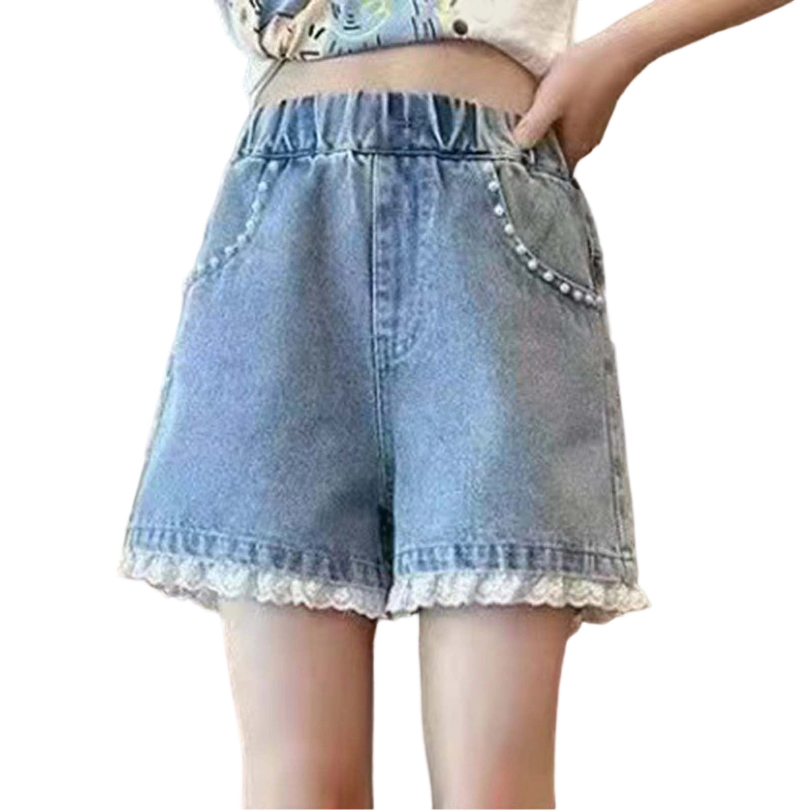 Aofany Kids Baby Girls Jean Shorts Elastic Waist Wide Leg Denim Shorts ...