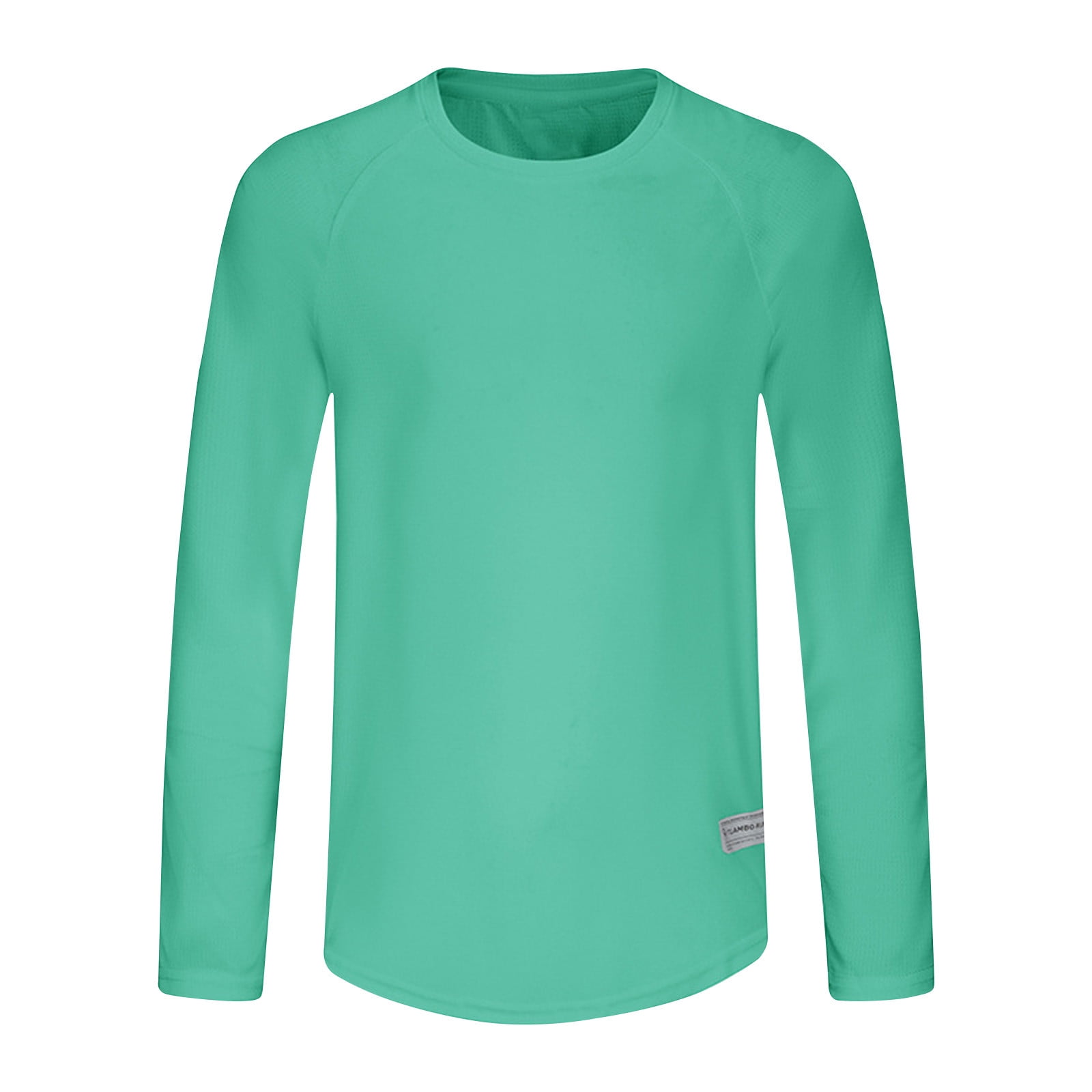 Aofany Men Solid Color Plus Size T Shirt Long Sleeve Round Neck ...