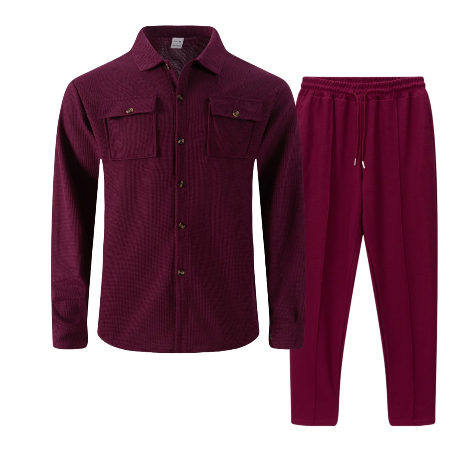 Aofany Men Track Suits Sets Long Sleeve Button Turndown Collar Active ...