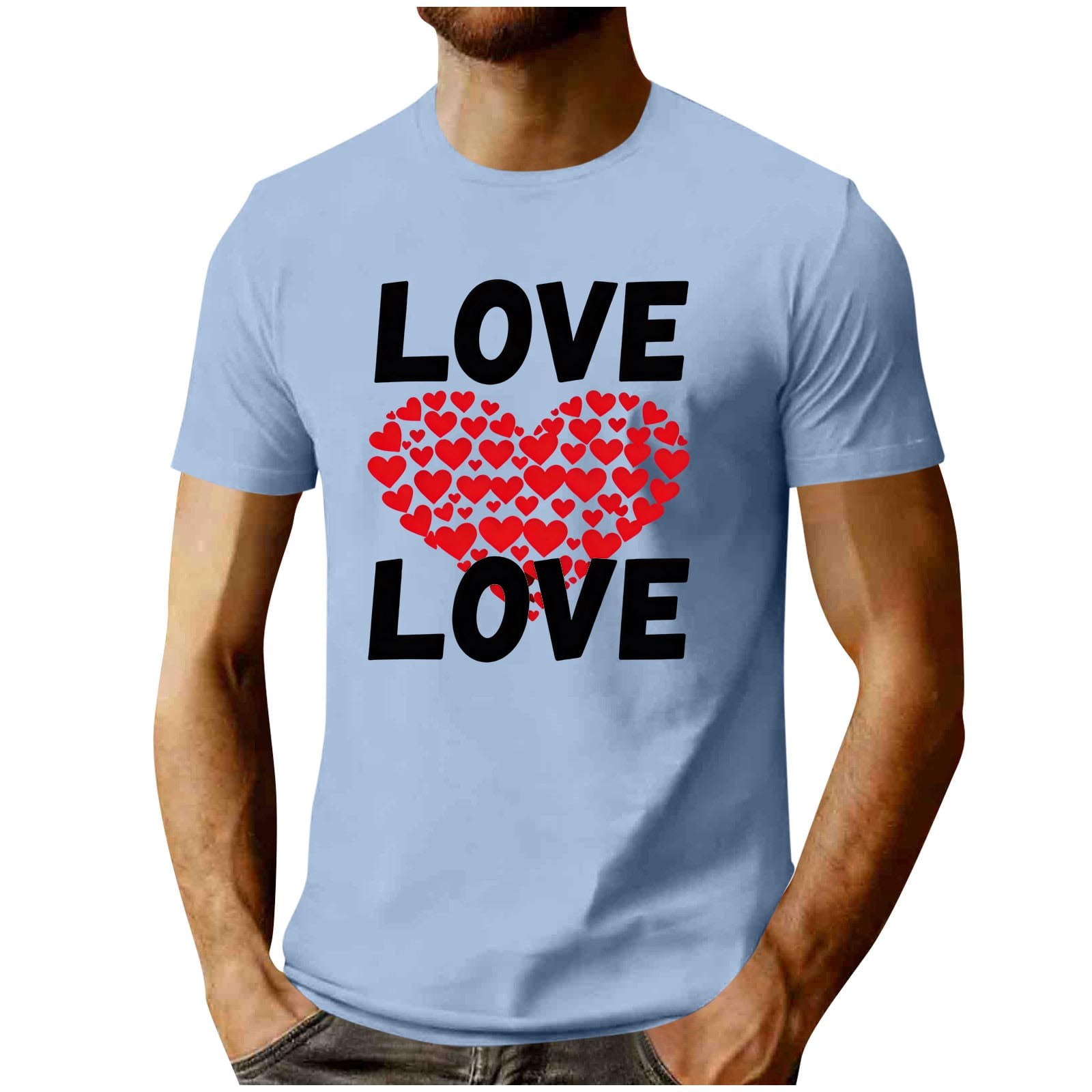 Aofany Men's 2026 Valentine Day T Shirt Plus Size Romantic Love Heart ...