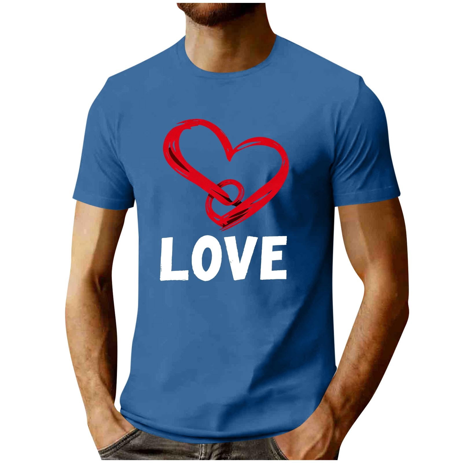 Aofany Men's 2026 Valentine Day T Shirt Plus Size Romantic Love Heart ...