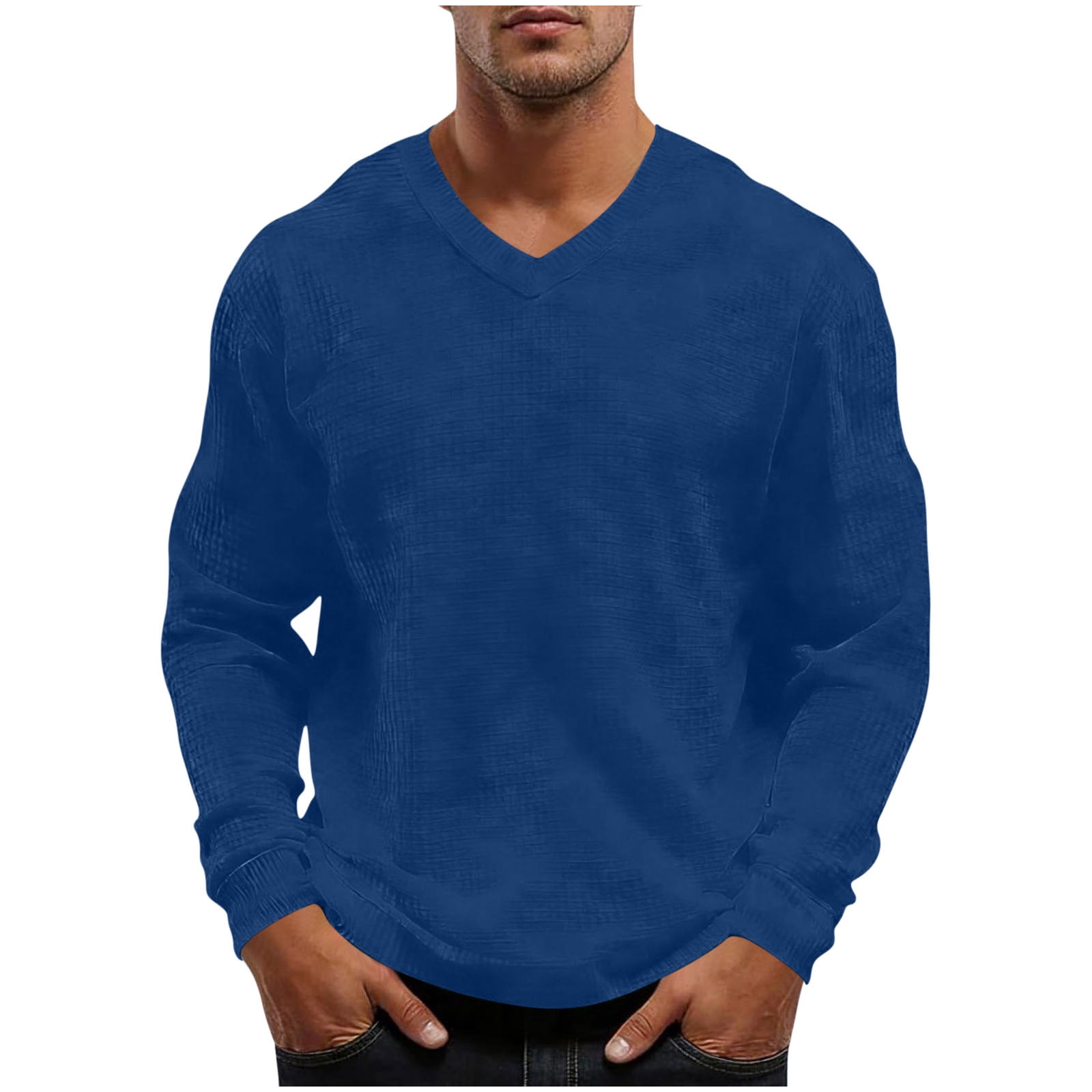 Aofany Men’s Classic V Neck Long Sleeve T-Shirt, Lightweight Everyday ...