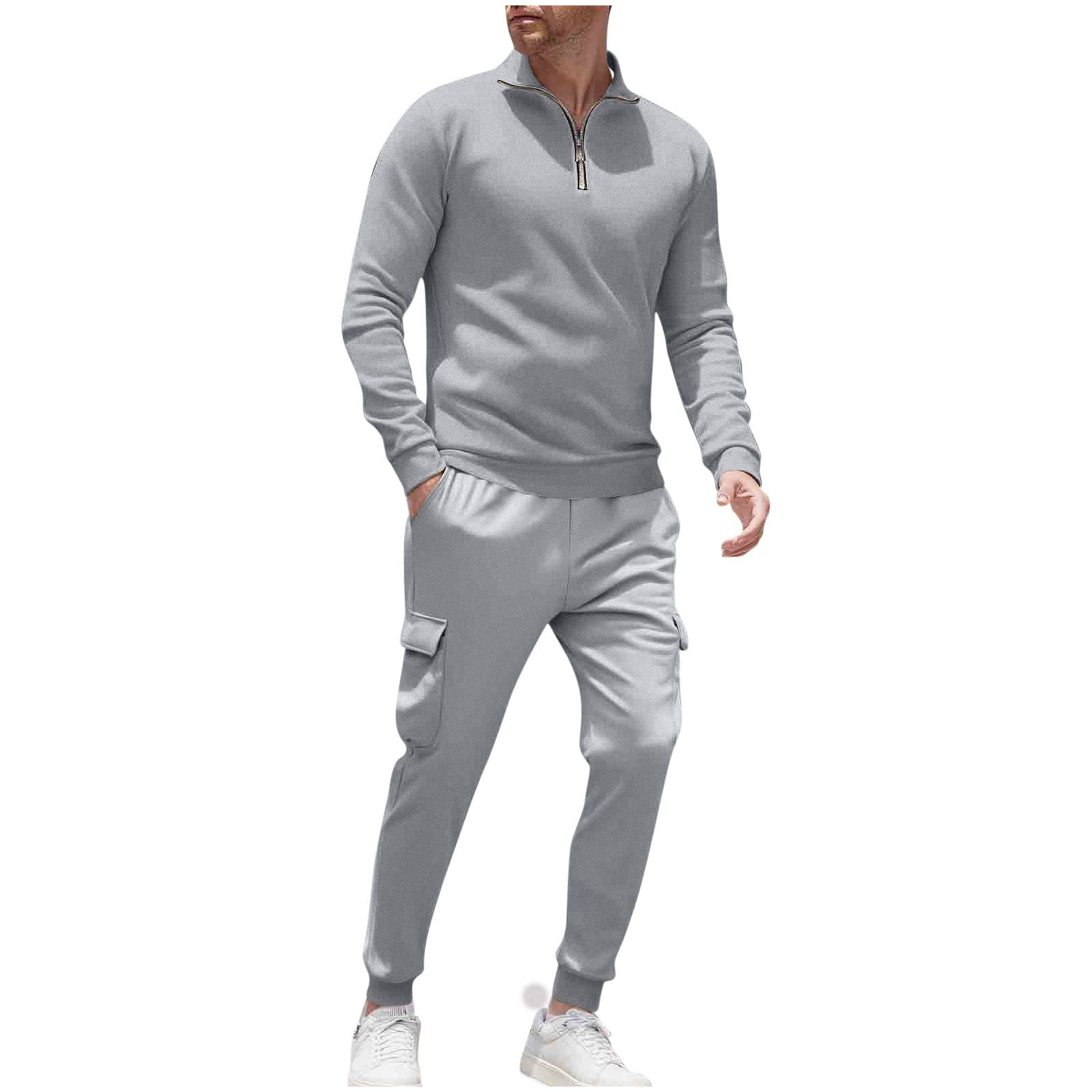 Aofany Men's Tracksuits 2Pcs Set, Casual Zipper Pullovers Jogging Pants ...