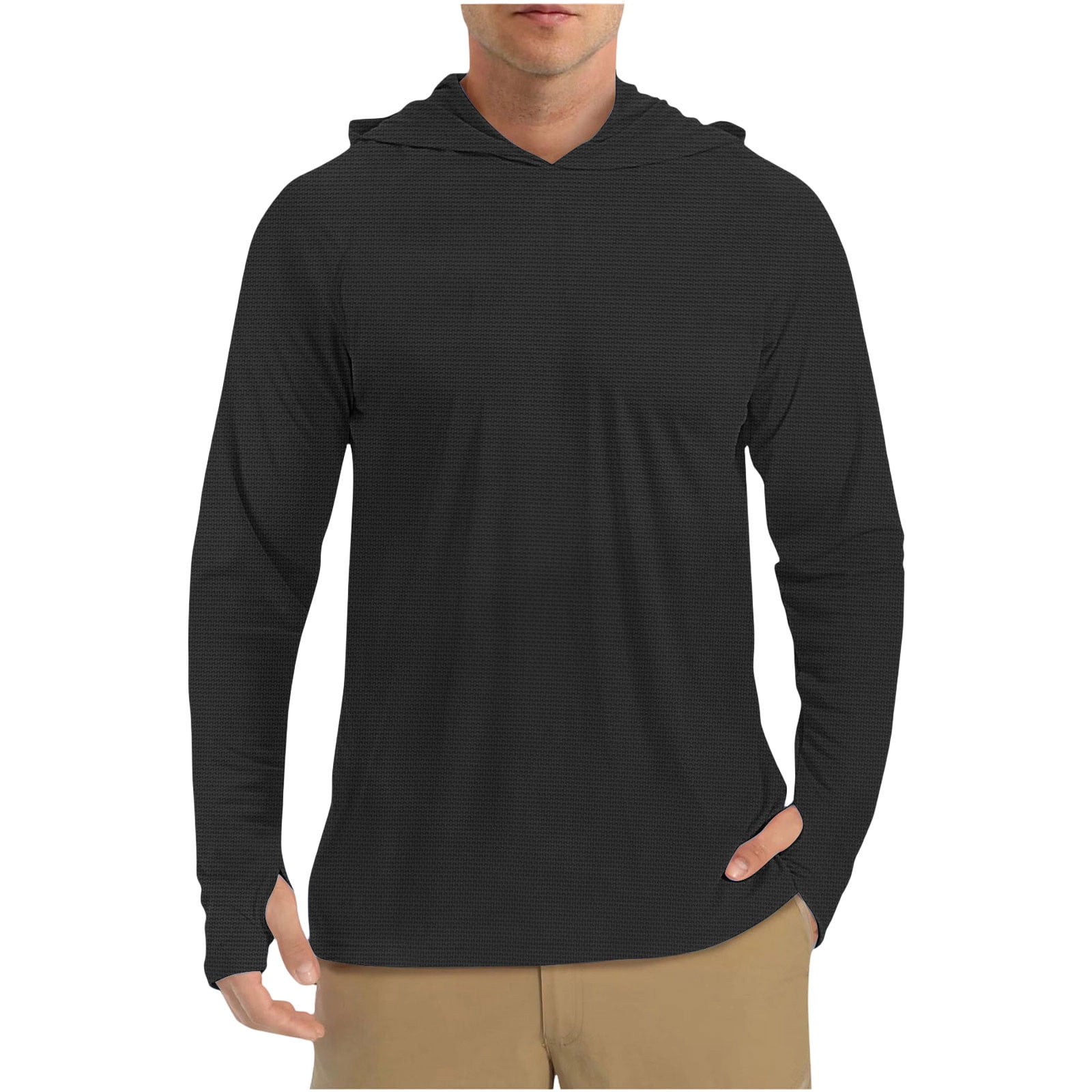 Aofany Men's UPF 50+ Hoodie Shirts Rash Guard Long Sleeve Sun ...