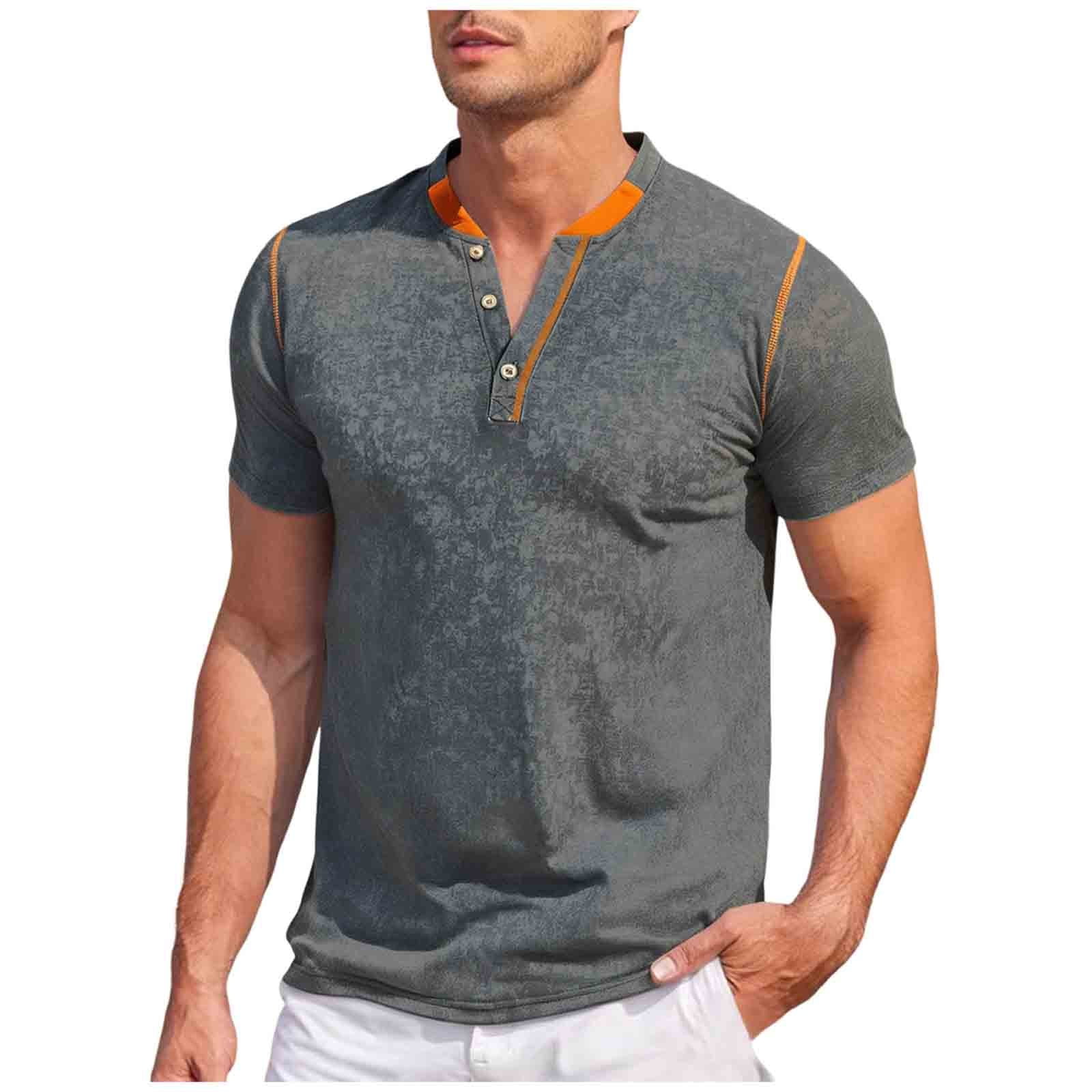 Aofany Mens Big & Tall Henley Shirt, Short Sleeve Shirts for Men Summer ...