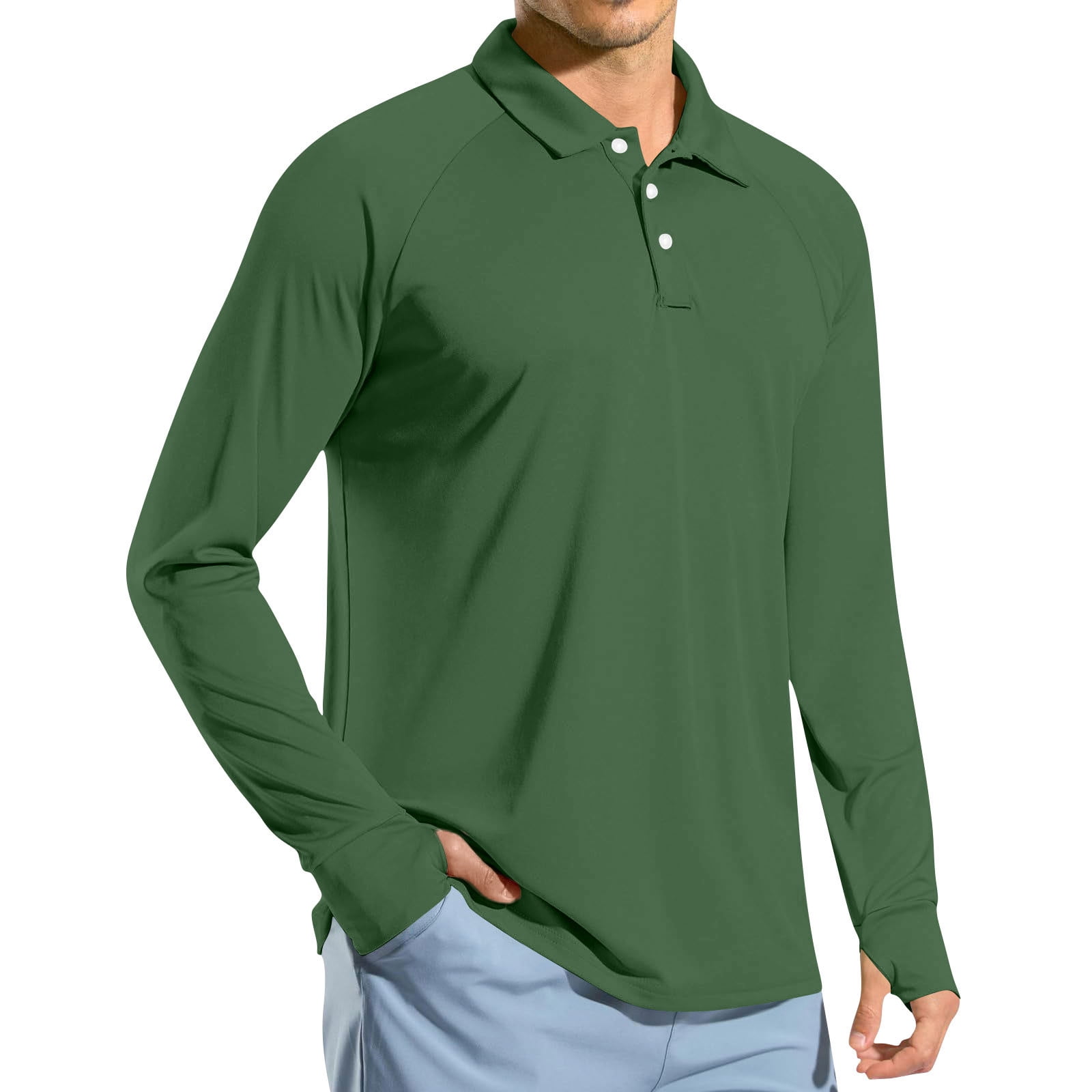 Aofany Mens Casual Long Sleeve T-Shirt, Men Turn Down Collar Buttons ...