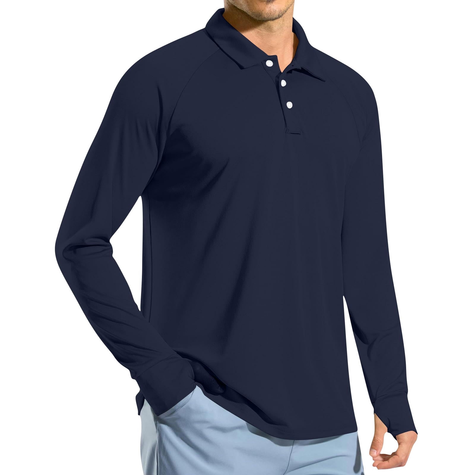 Aofany Mens Casual Long Sleeve T-Shirt, Men Turn Down Collar Buttons ...