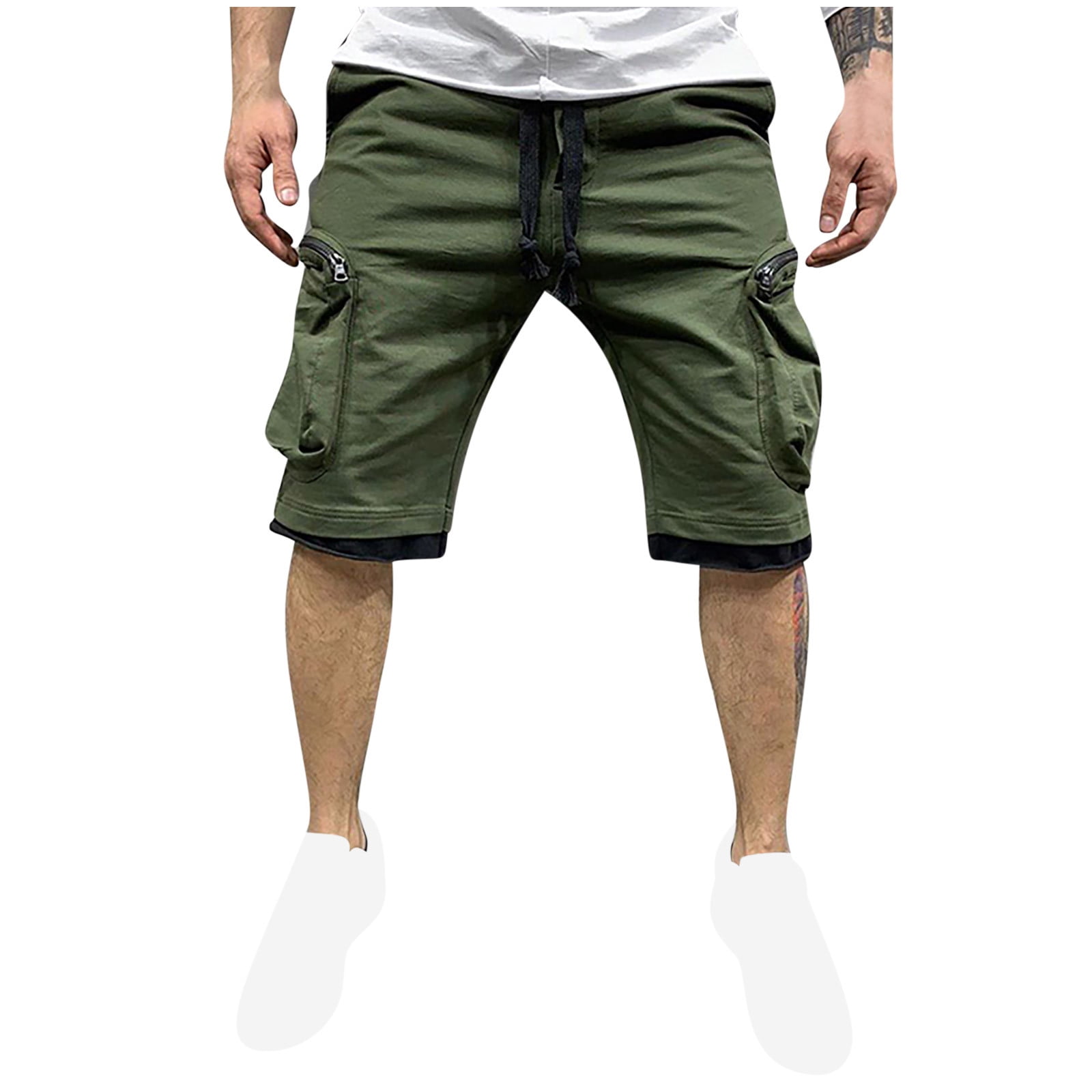 Aofany Mens Summer Cargo Shorts Casual Baggy Elastic Waist Stretch ...